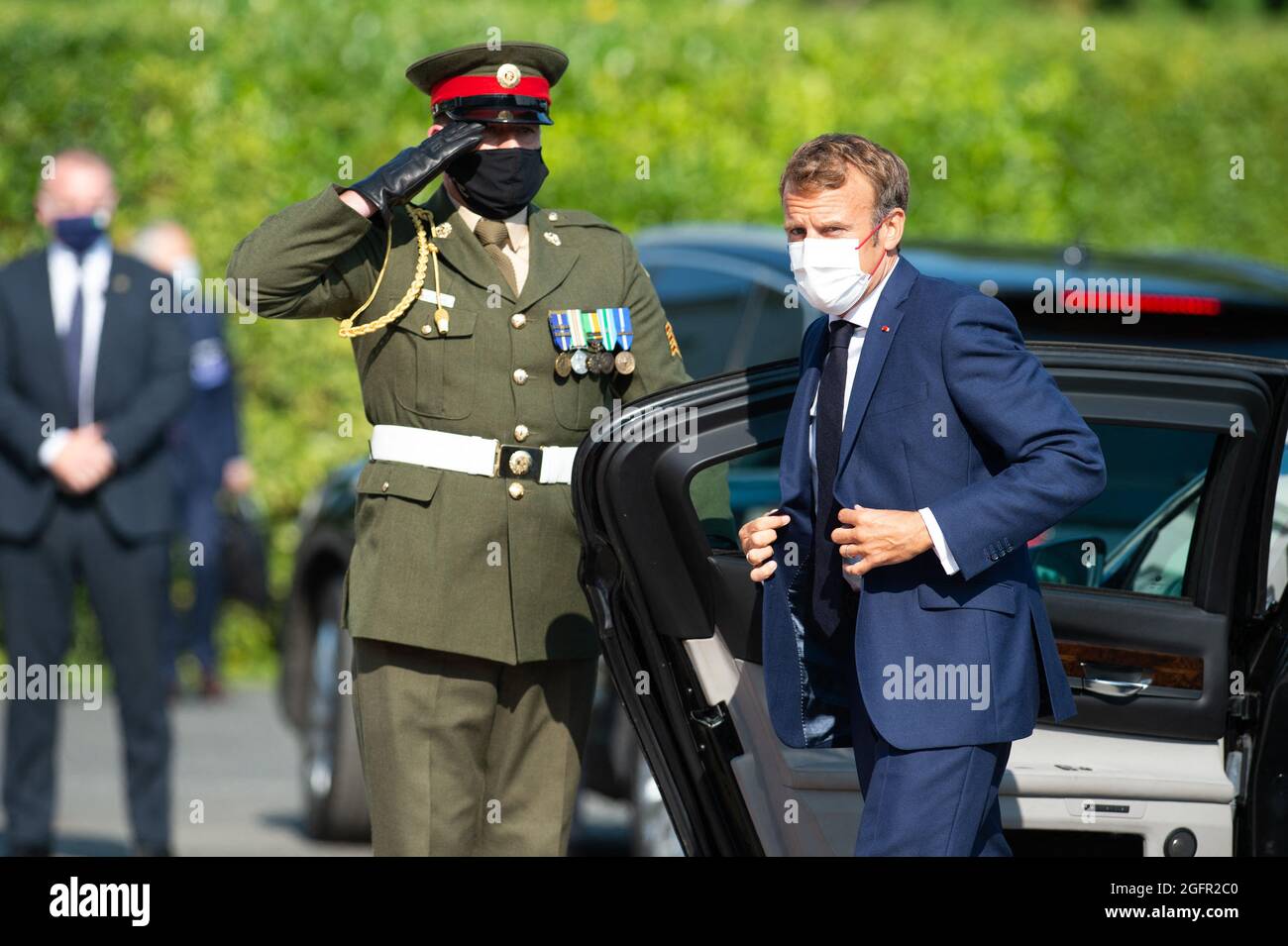 French President Emmanuel Macron at Aras an Uachtarain, the official ...