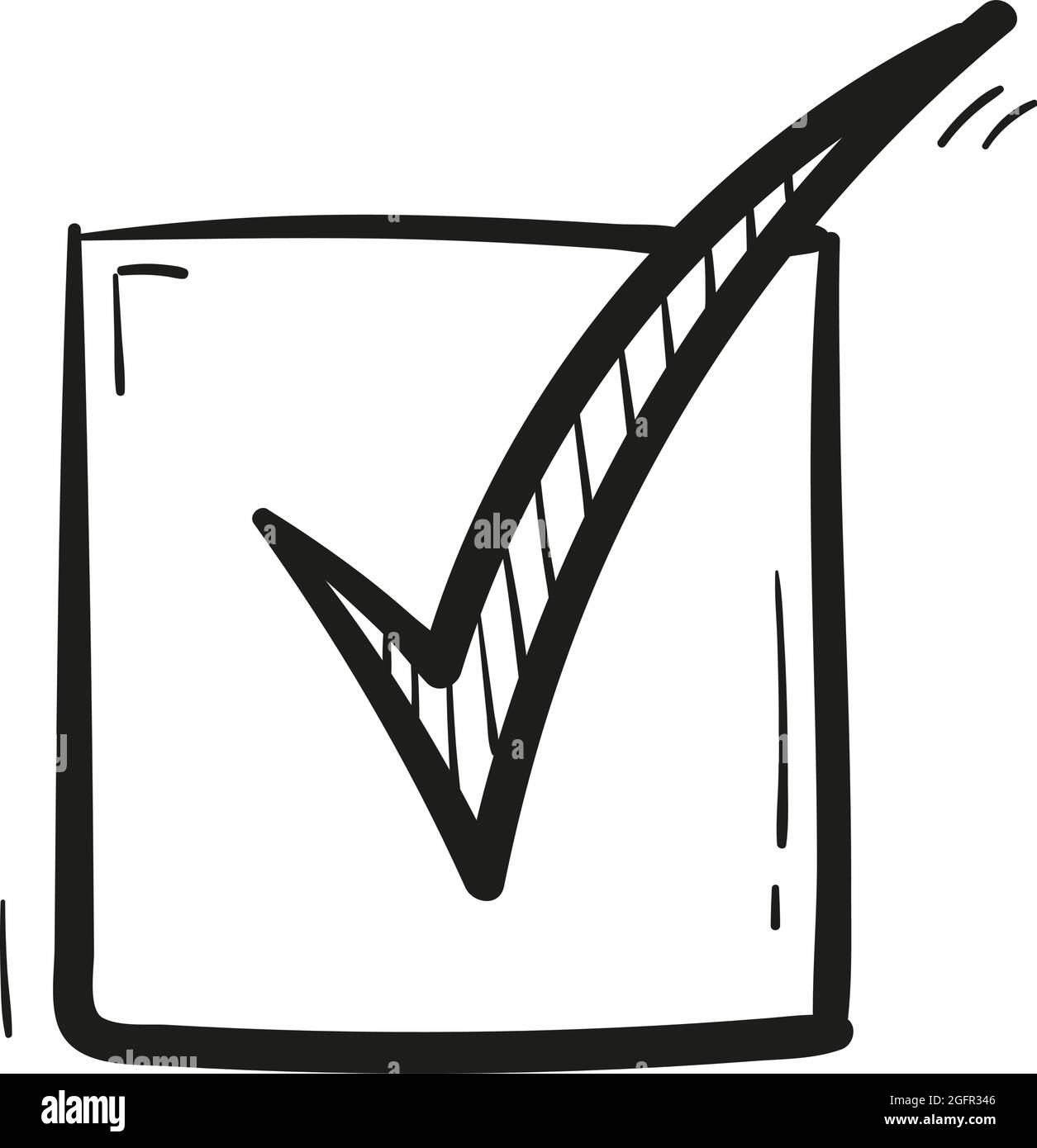 Hand drawn check mark icon in doodle style isolated Stock Vector Image ...