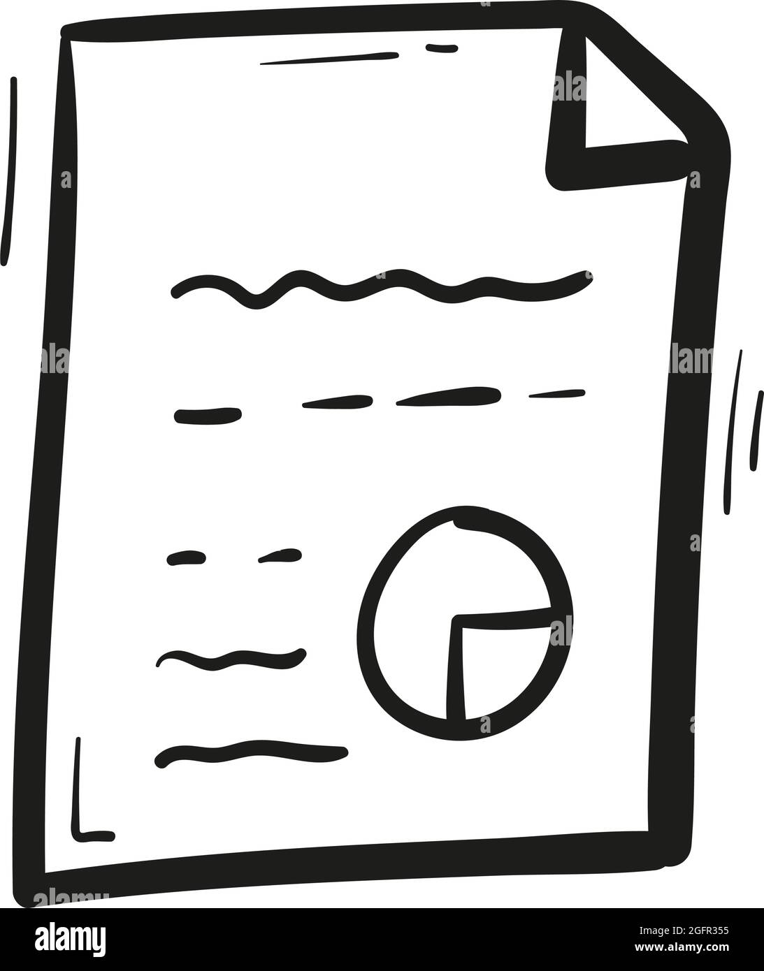Hand drawn document with graphs and information icon in doodle style ...