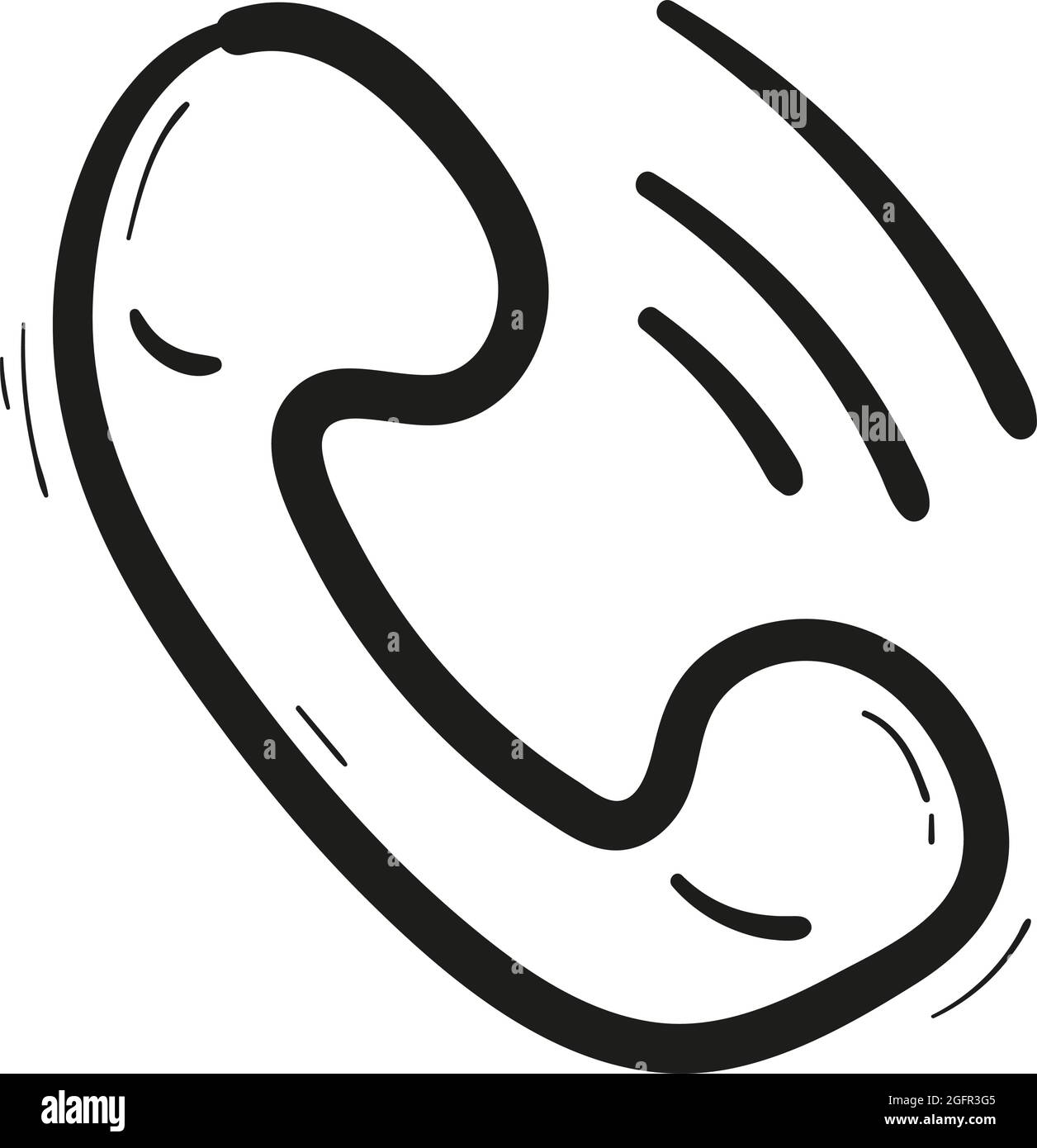 hand drawn old telephone receiver icon in doodle style isolated Stock ...