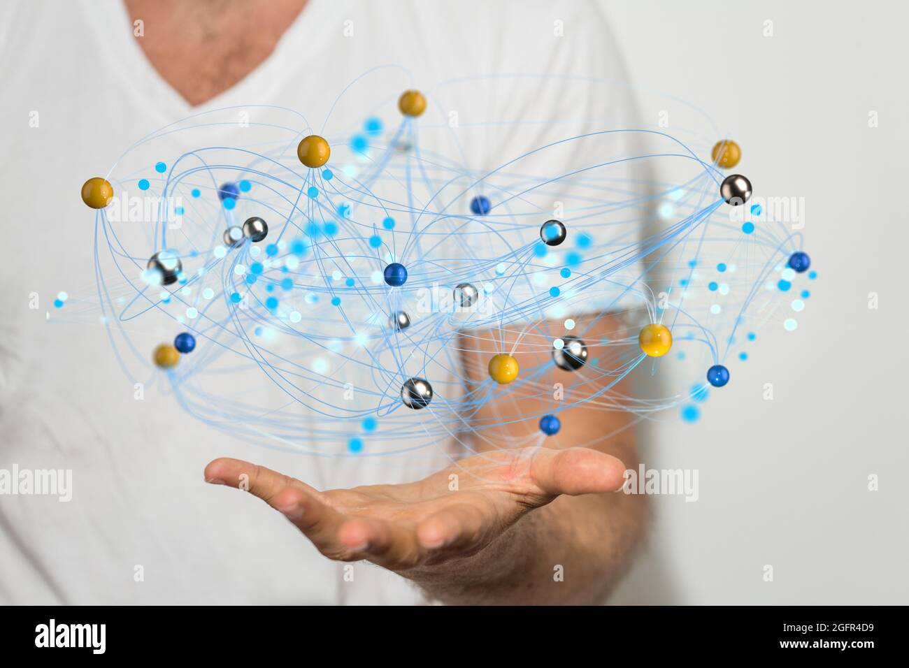 Person presenting the virtual projection of a network Stock Photo - Alamy
