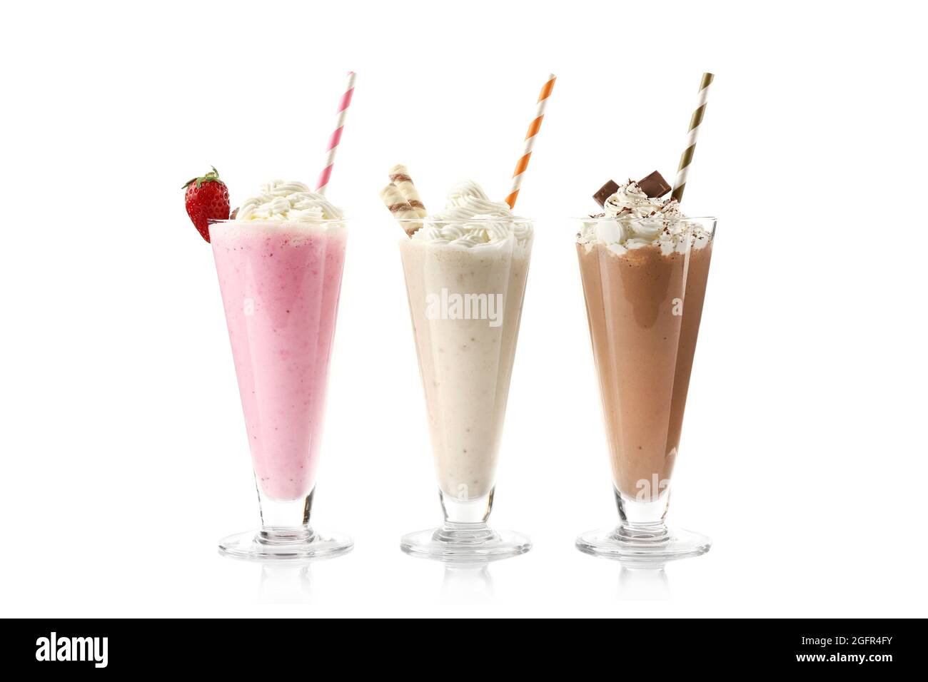 Delicious milkshakes isolated on white Stock Photo - Alamy