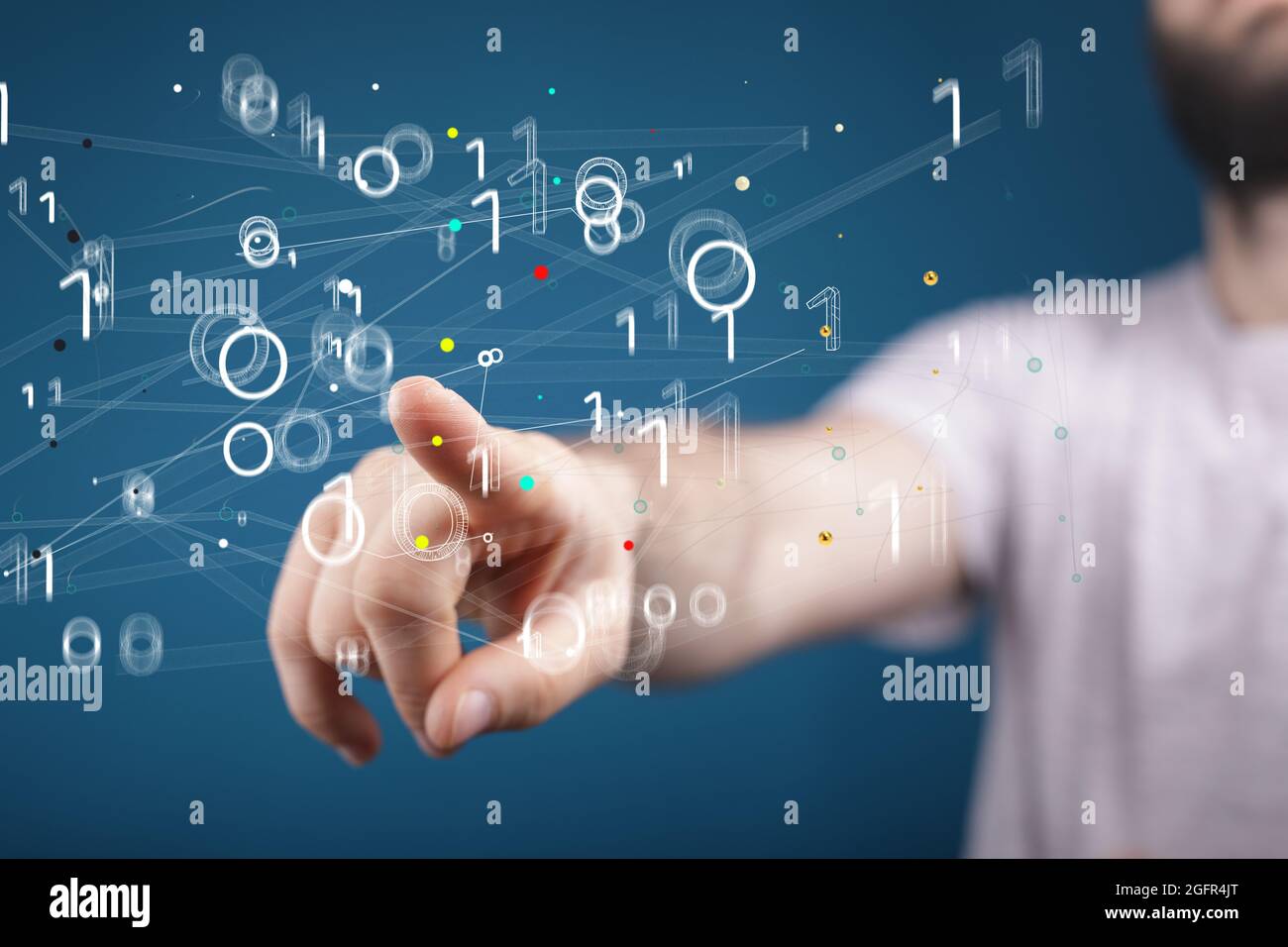 Person presenting the virtual projection of the cyberspace Stock Photo - Alamy