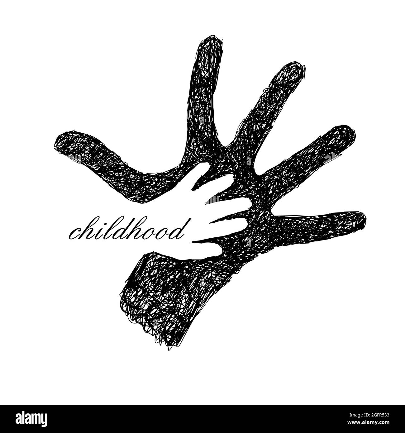 Hand in hand. Childhood shading. Vector illustration Stock Vector Image ...