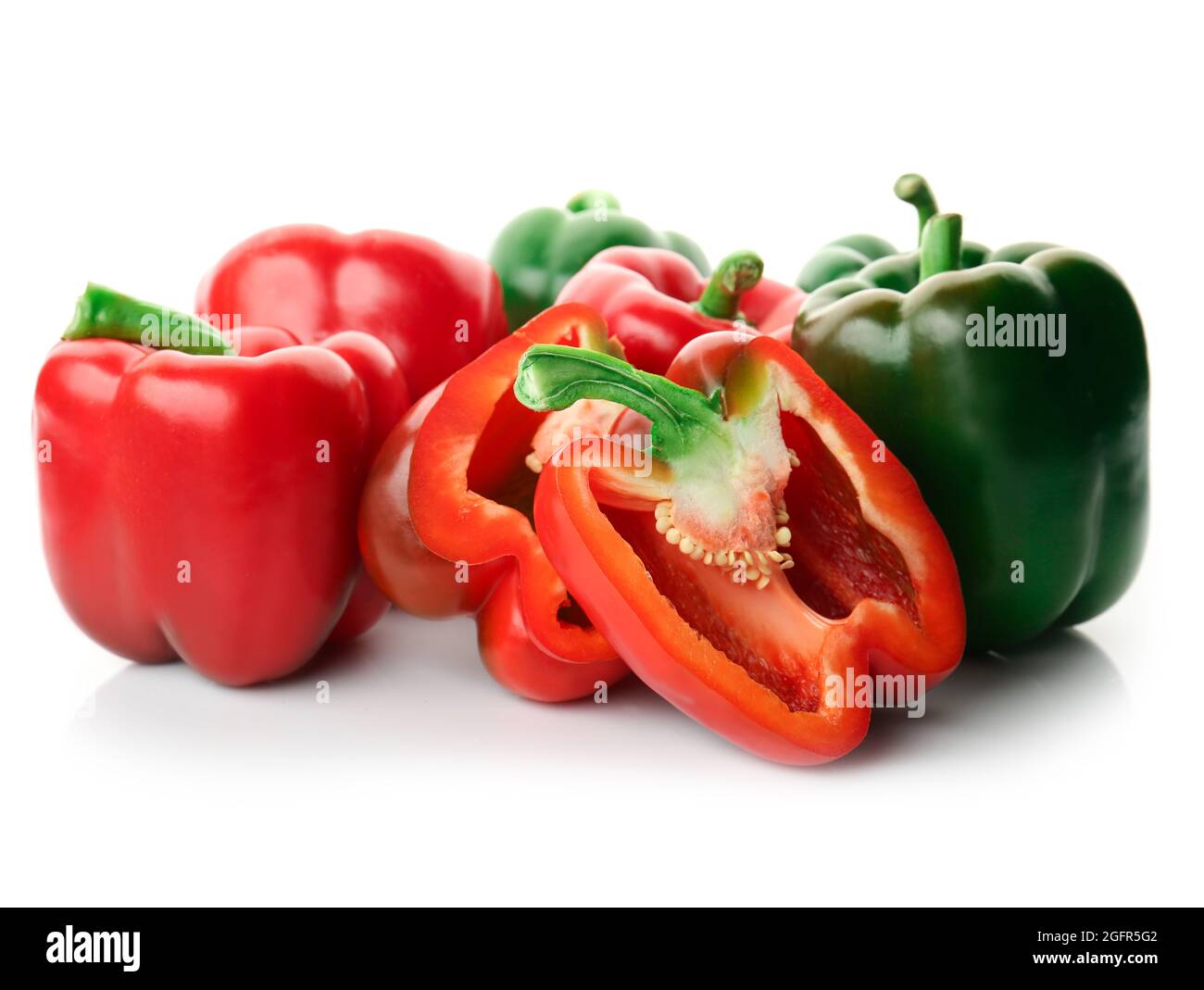 Fresh ripe bell pepper on white background Stock Photo - Alamy