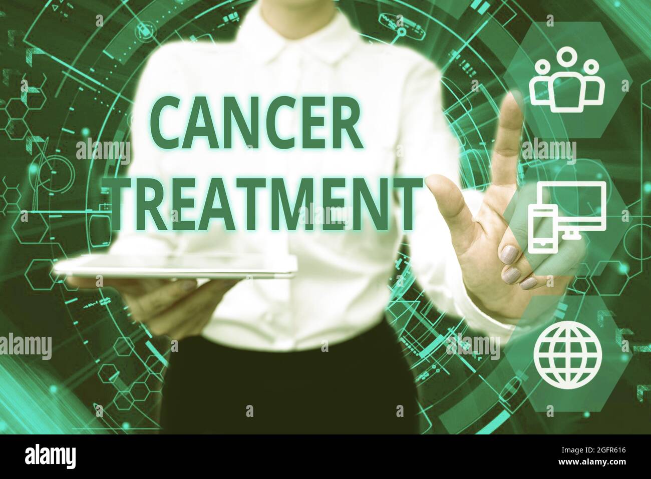 Hand writing sign Cancer Treatment. Business showcase The management of ...