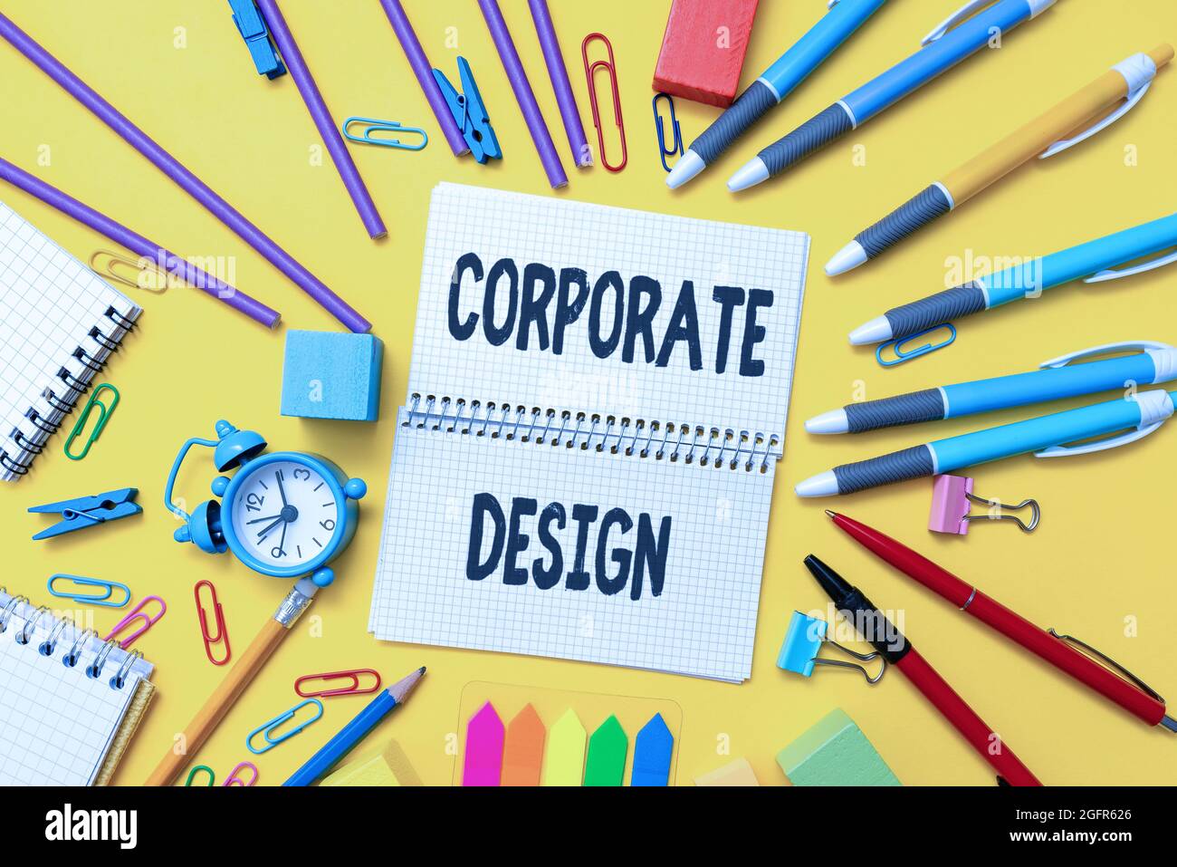Hand writing sign Corporate Design. Business approach official ...