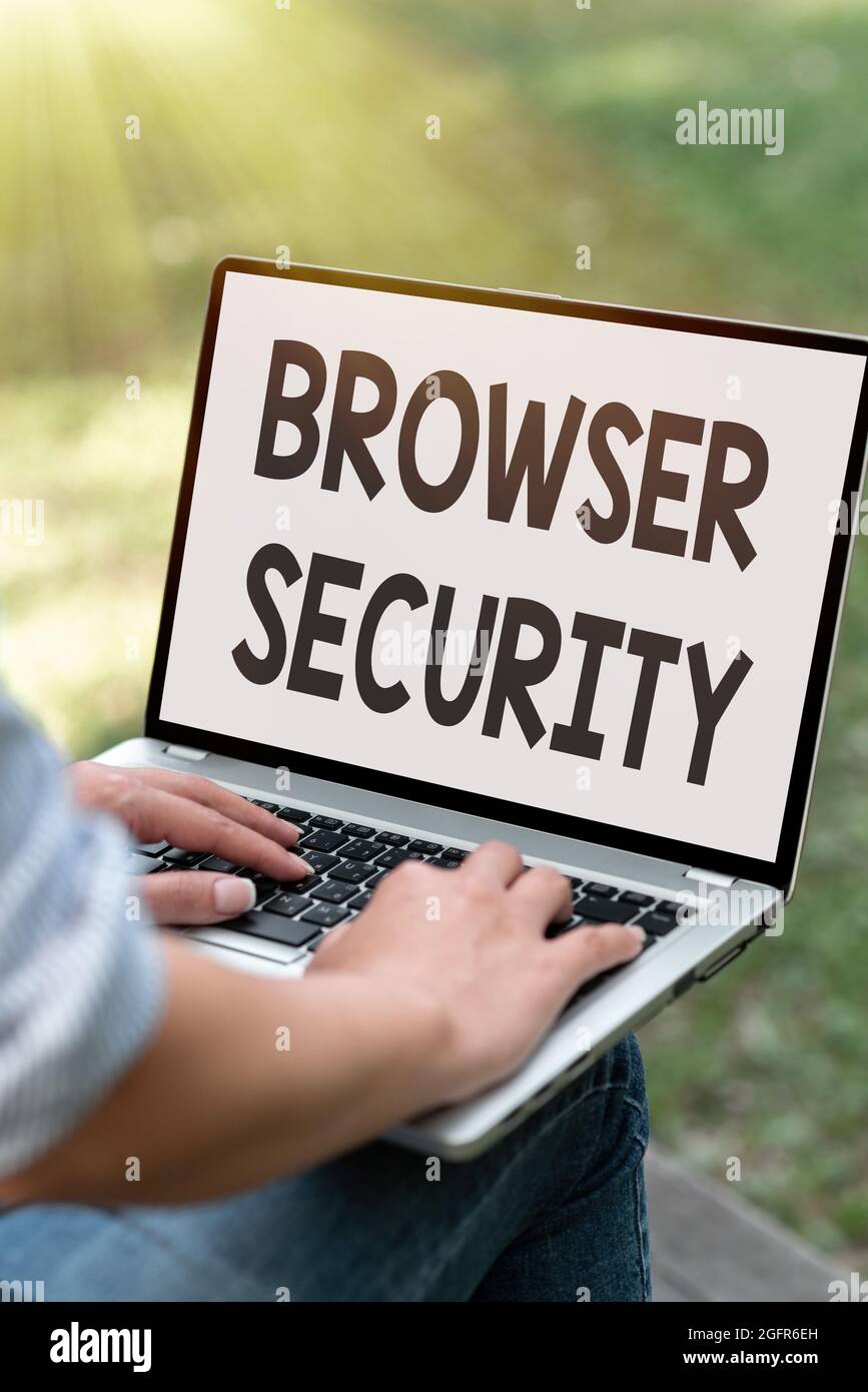 Text Caption Presenting Browser Security. Word Written On Security To 