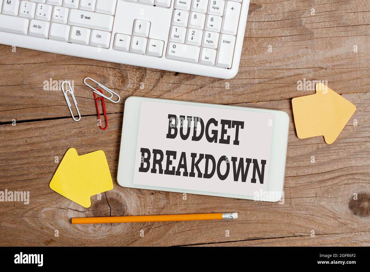 Text caption presenting Budget Breakdown. Business approach dividing ...