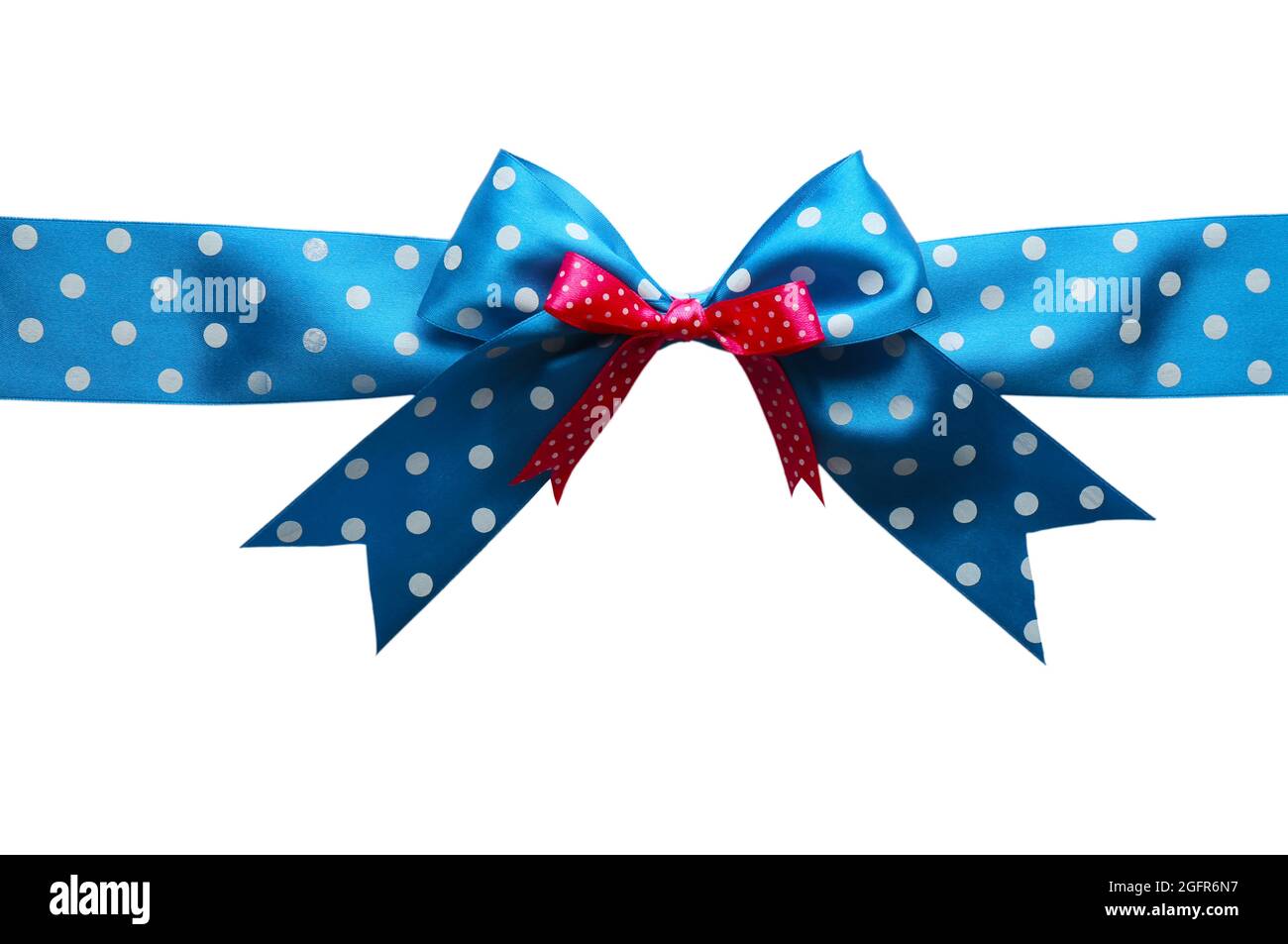 Blue and red ribbon bow on white background Stock Photo - Alamy