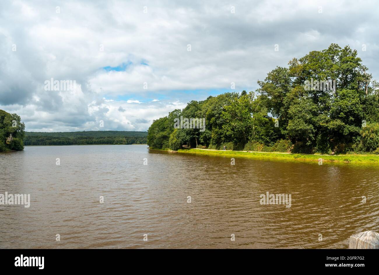 Lake of Paimpont in the Broceliande forest in Brittany, near Rennes ...