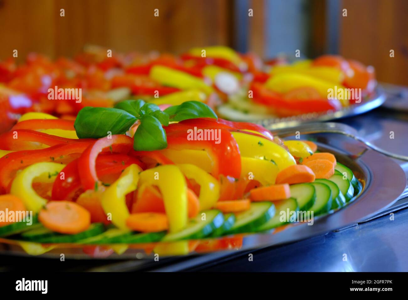 Vegetable cutting on a silver tray Stock Photo - Alamy