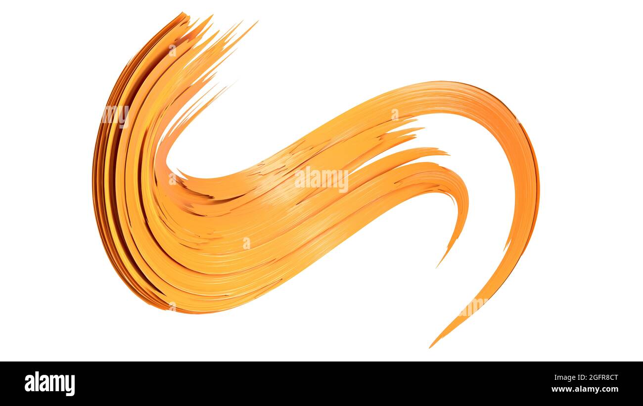 Orange abstract twisted brush stroke. Bright curl, artistic spiral ...