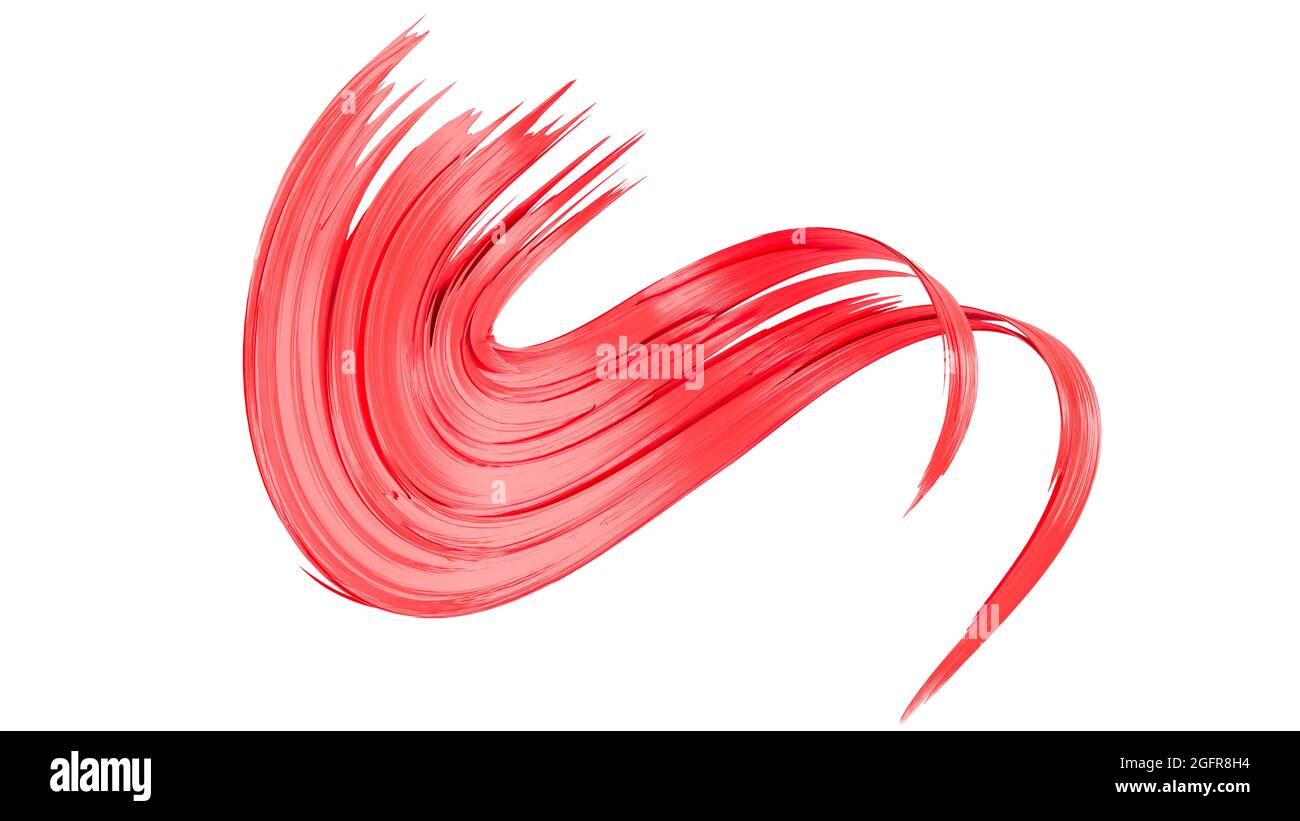 Red abstract twisted brush stroke. Bright curl, artistic spiral ...
