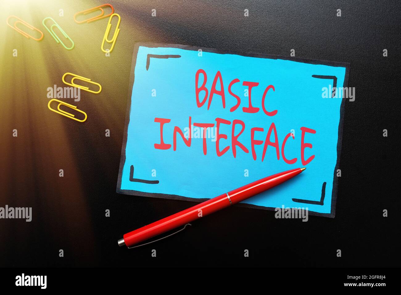 Sign displaying Basic Interface. Internet Concept boundary across which two independent systems ...