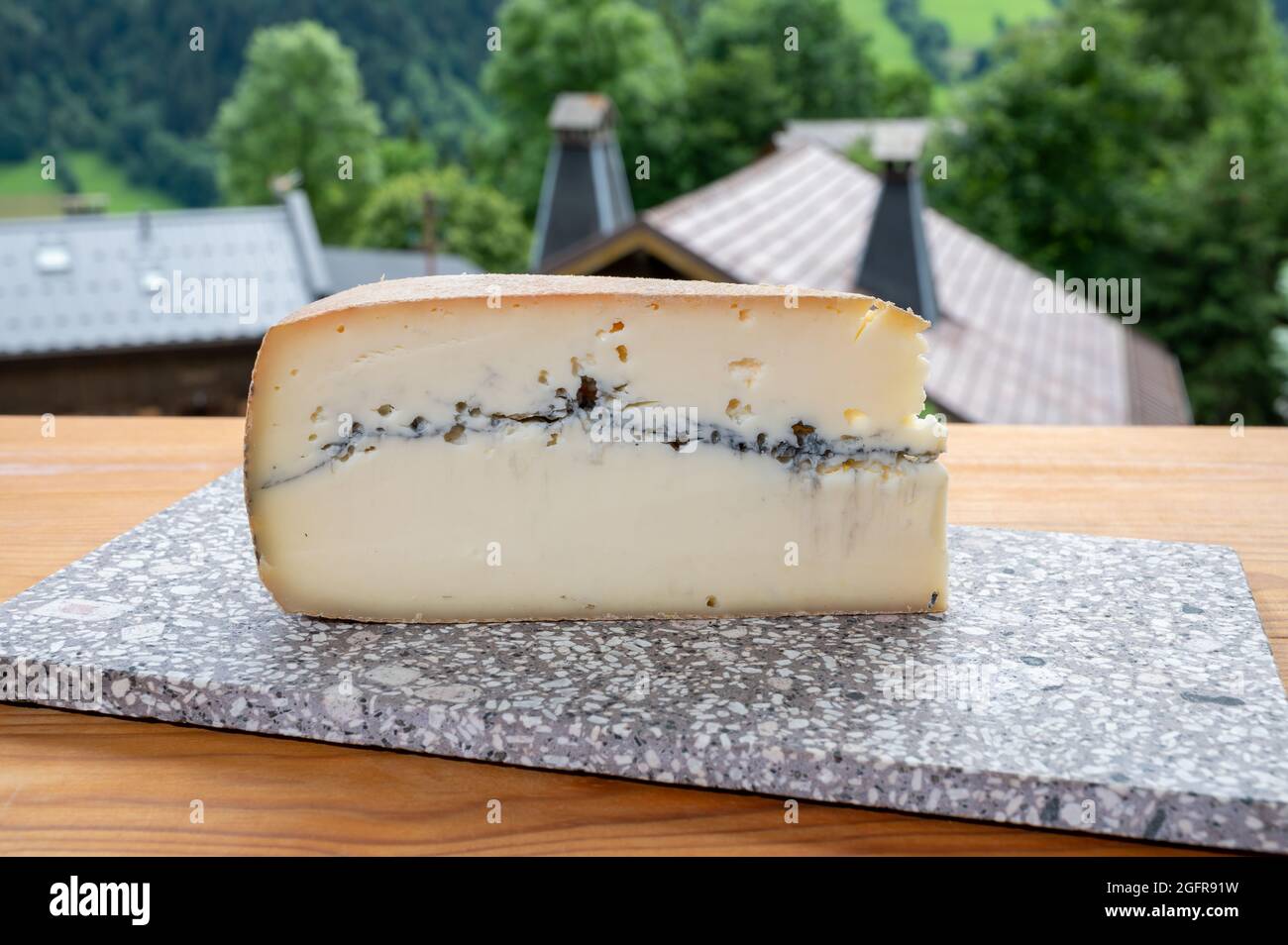 Cheese collection, French cheese made from raw cow milk morbier and ...