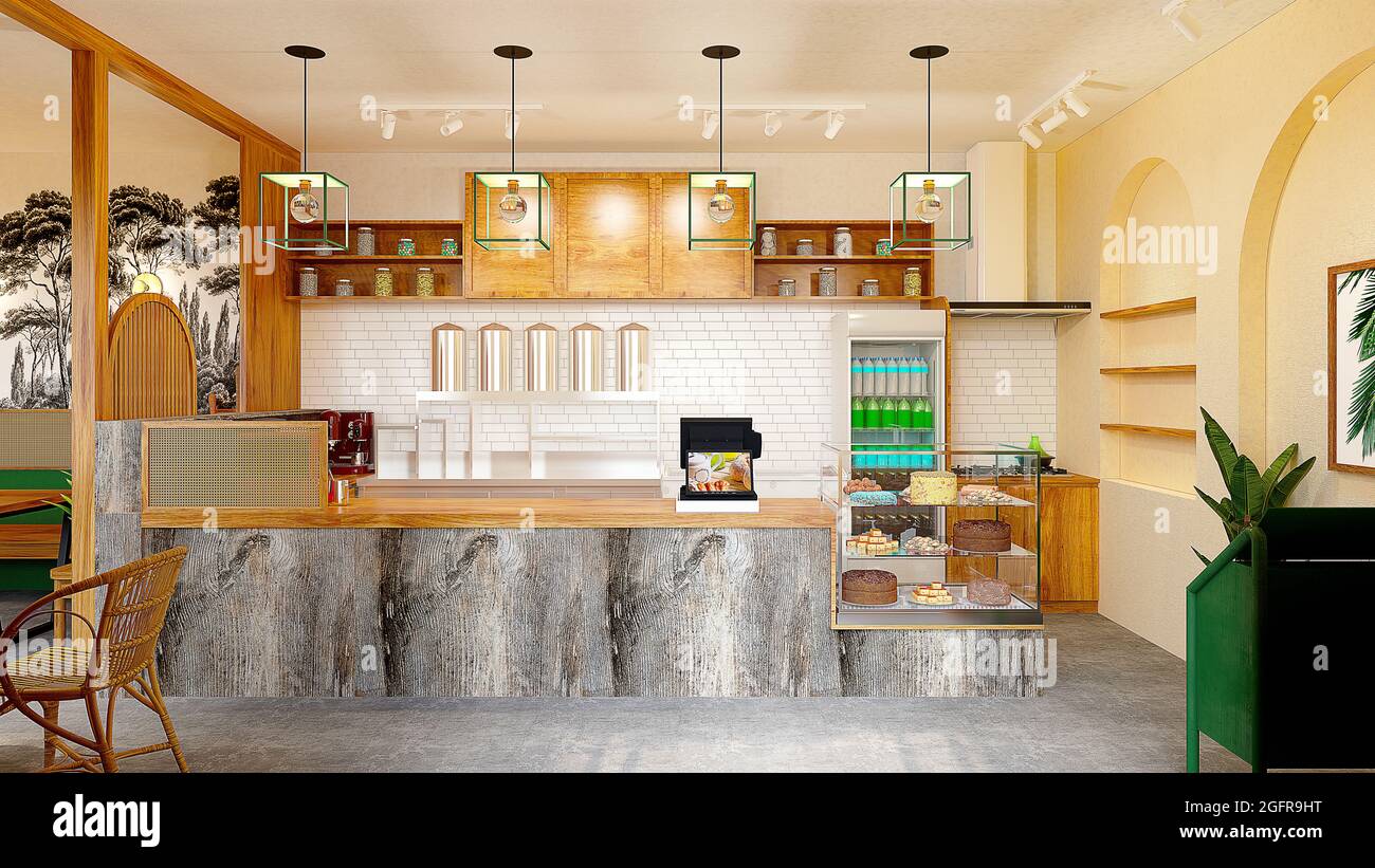 3d render of cafe restaurant Stock Photo - Alamy