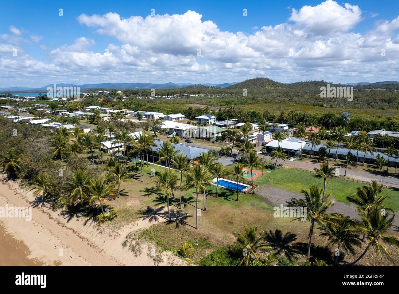 Small seaside township of Sarina Beach on the Coral Sea, Queensland ...