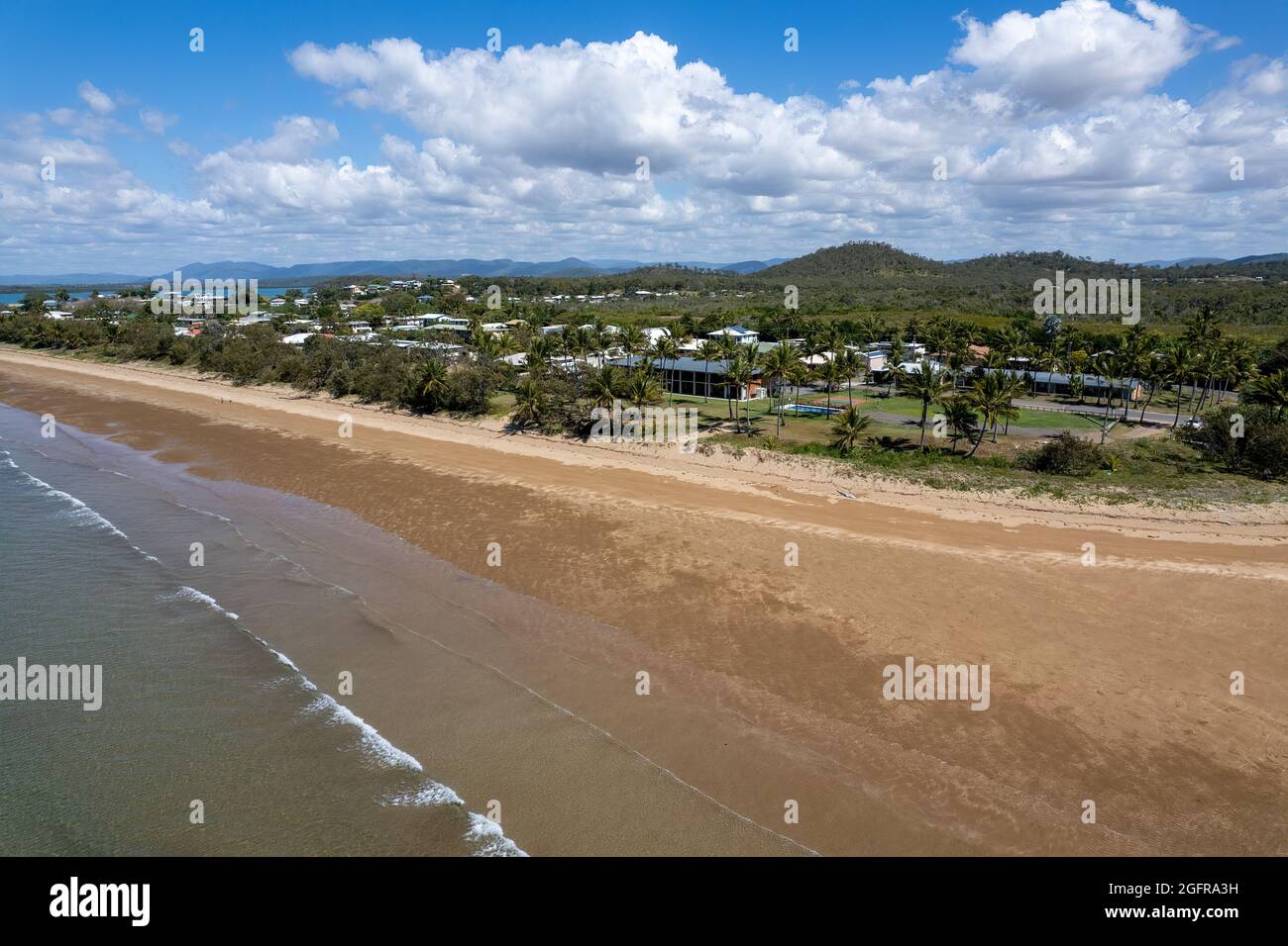 Small seaside township of Sarina Beach on the Coral Sea, Queensland ...
