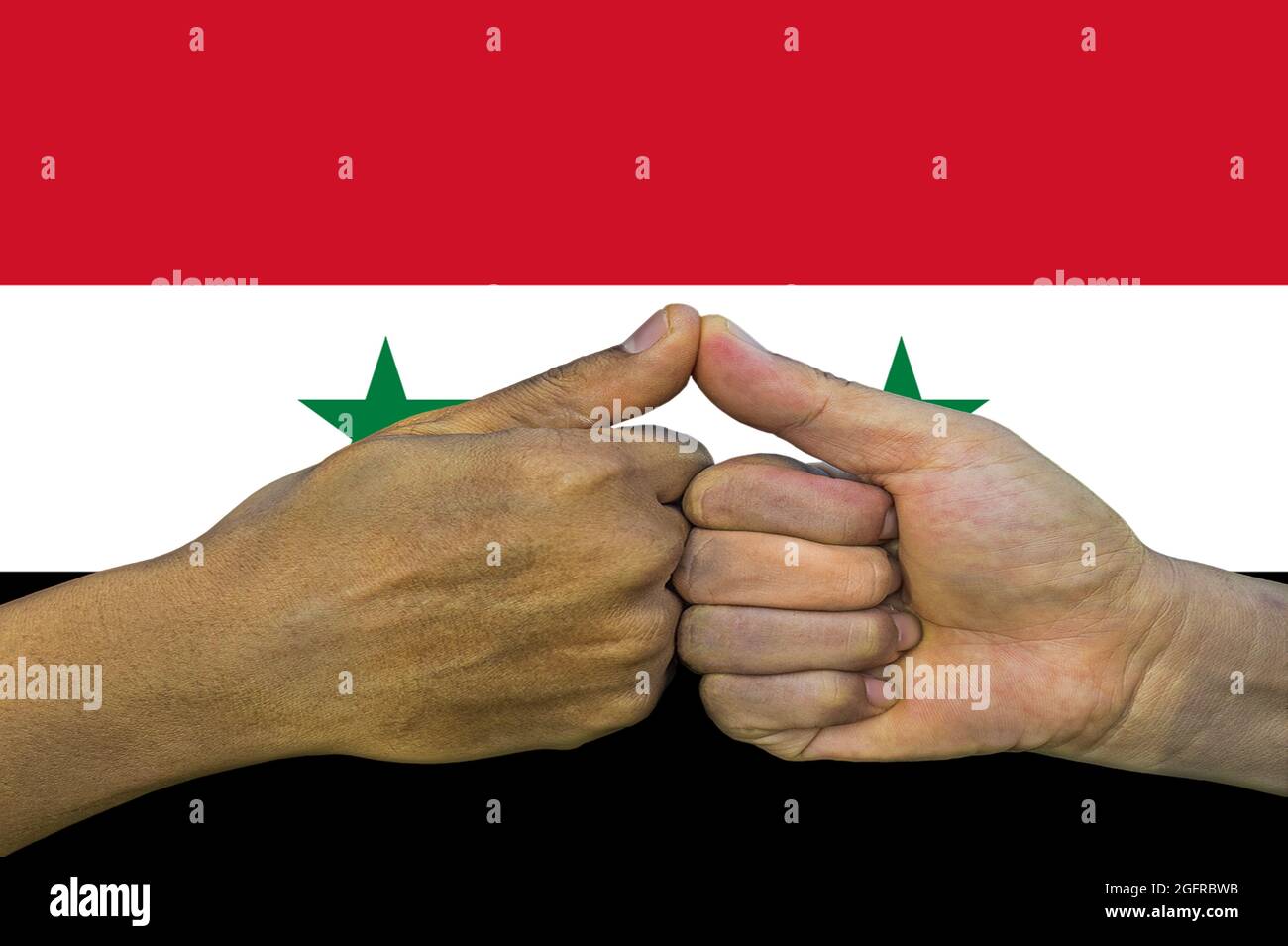 Syria flag, intergration of a multicultural group of young people Stock ...