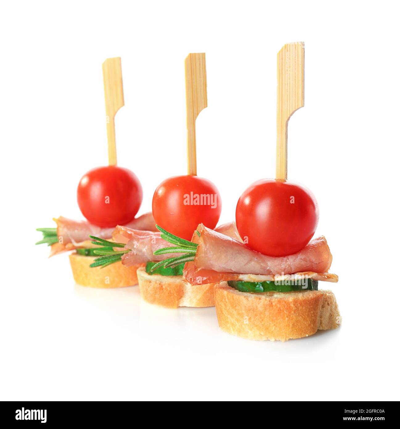 Set of delicious canapes isolated on white Stock Photo - Alamy