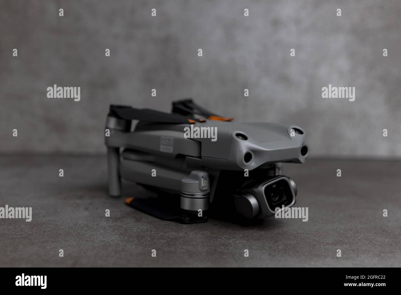 ZUTPHEN, NETHERLANDS - Aug 06, 2021: Folded DJI Air 2S quadcopter drone ...