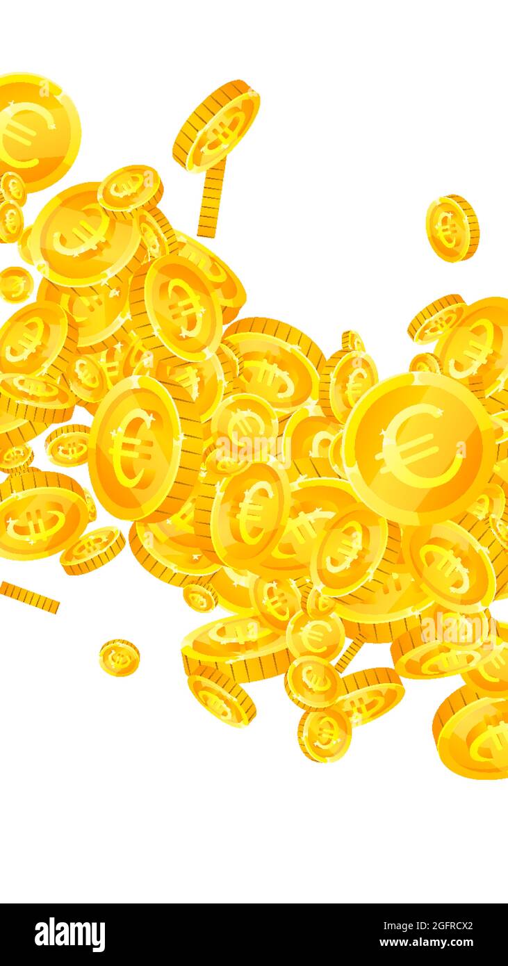 European Union Euro coins falling. Modern scattered EUR coins. Europe ...