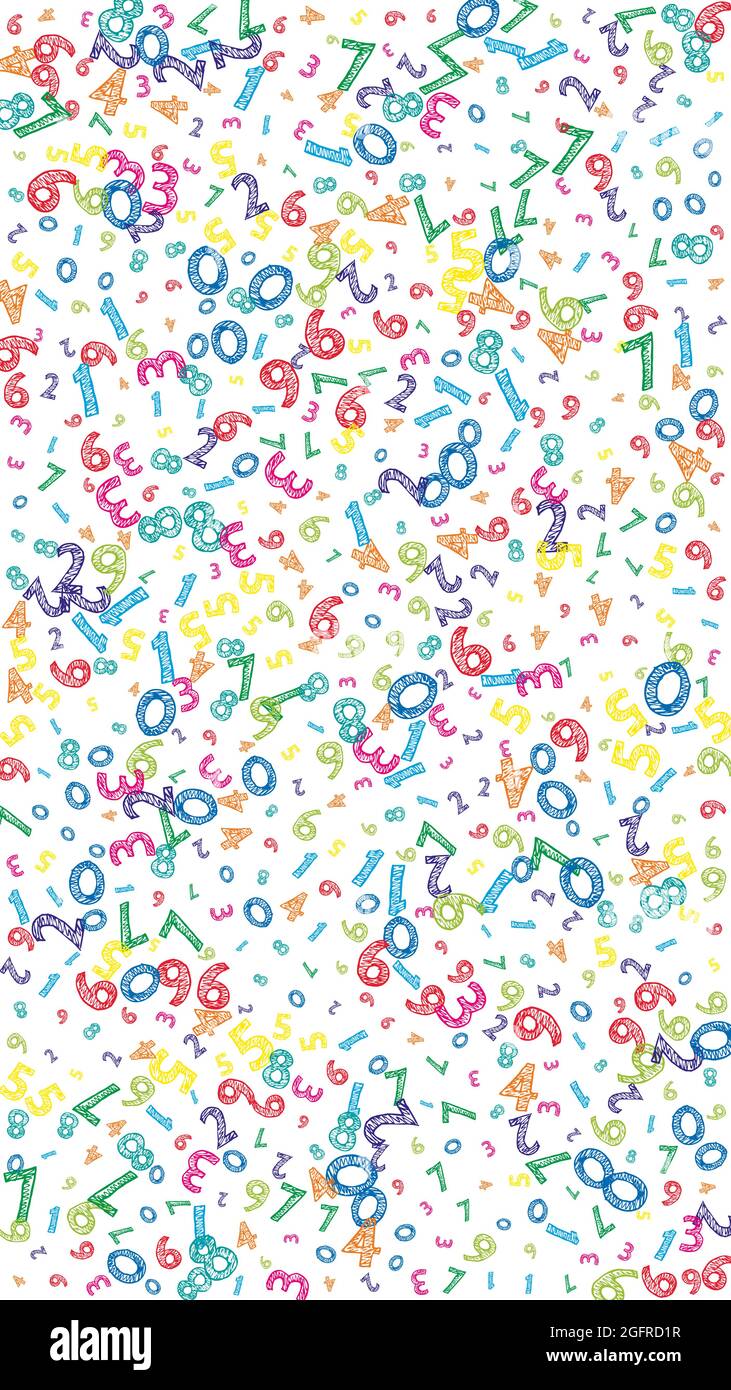 Falling colorful messy numbers. Math study concept with flying digits ...