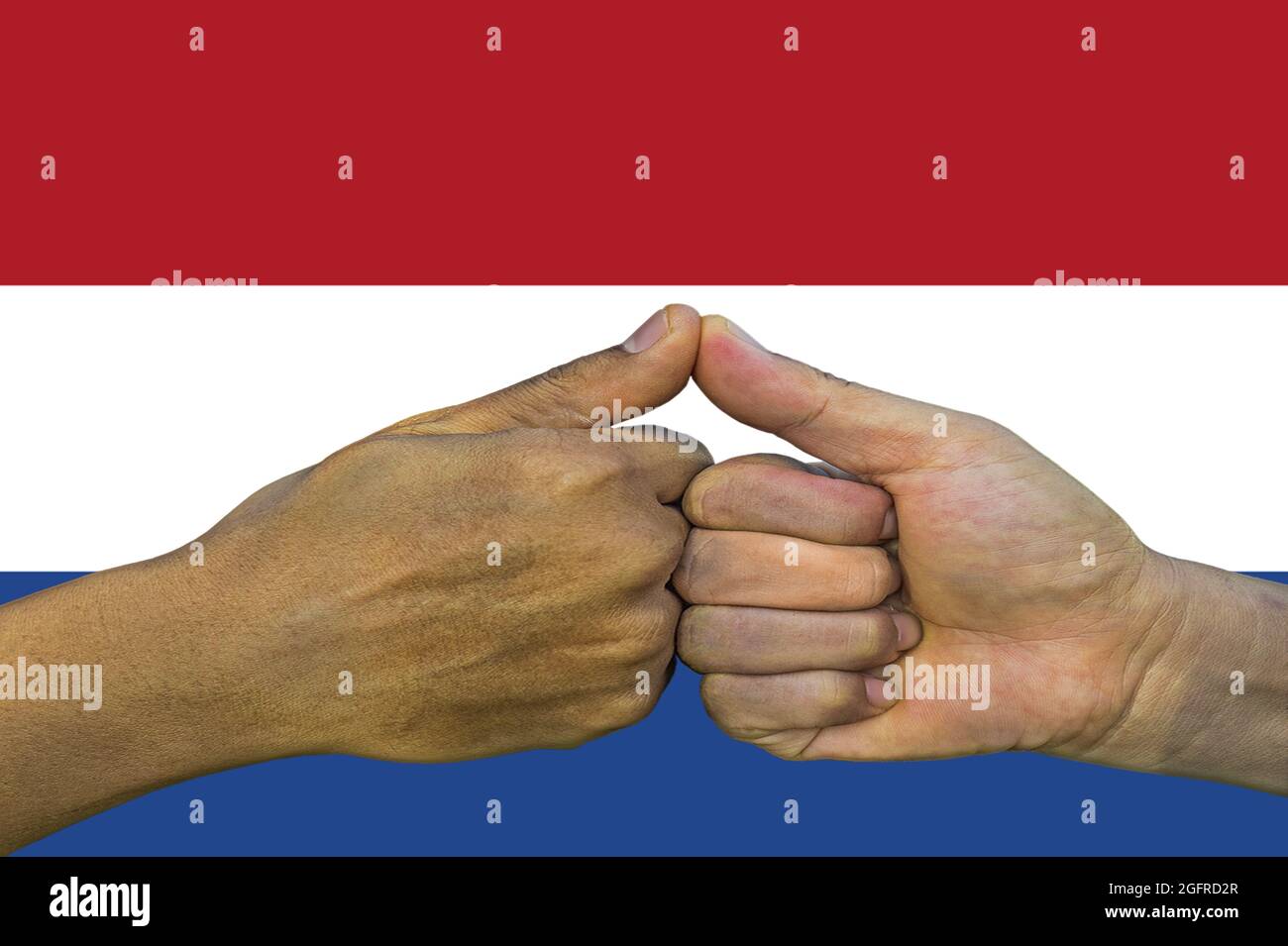 netherlands flag, intergration of a multicultural group of young people ...