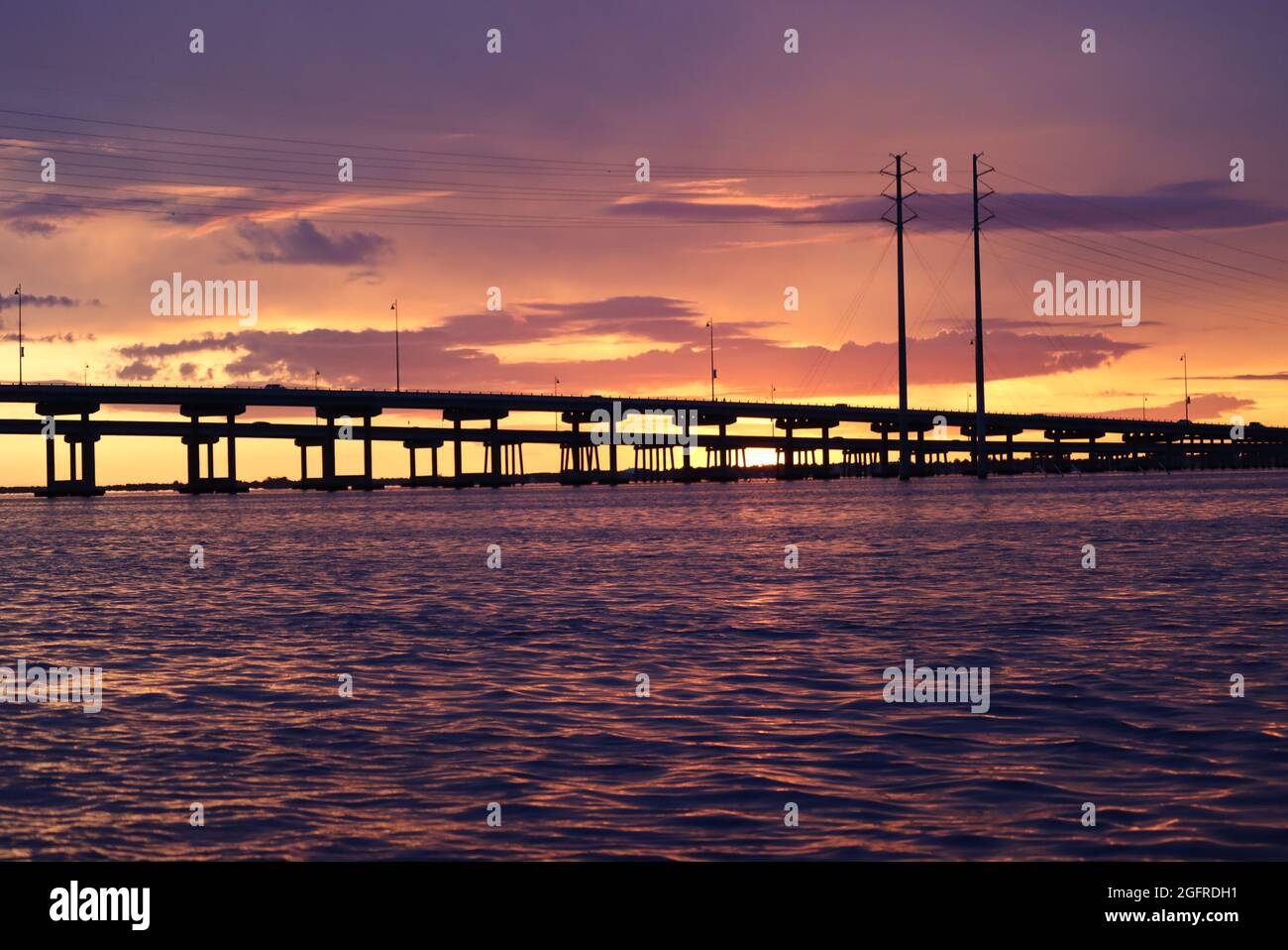 Port Charlotte to Punta Gorda Florida Bridge at Sunset Stock Photo - Alamy