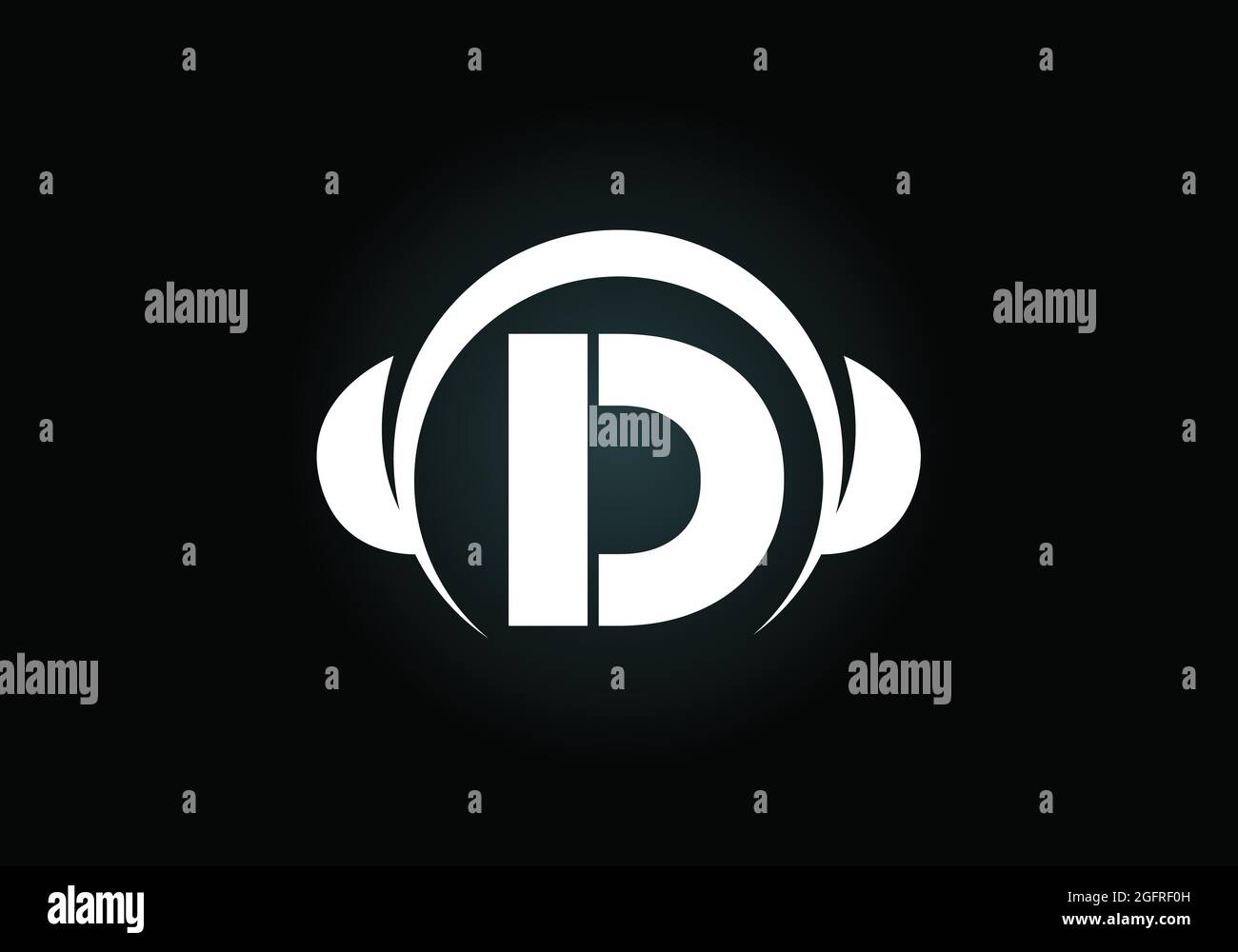 Initial D monogram alphabet with a headphone. Headphone Logo. Music ...