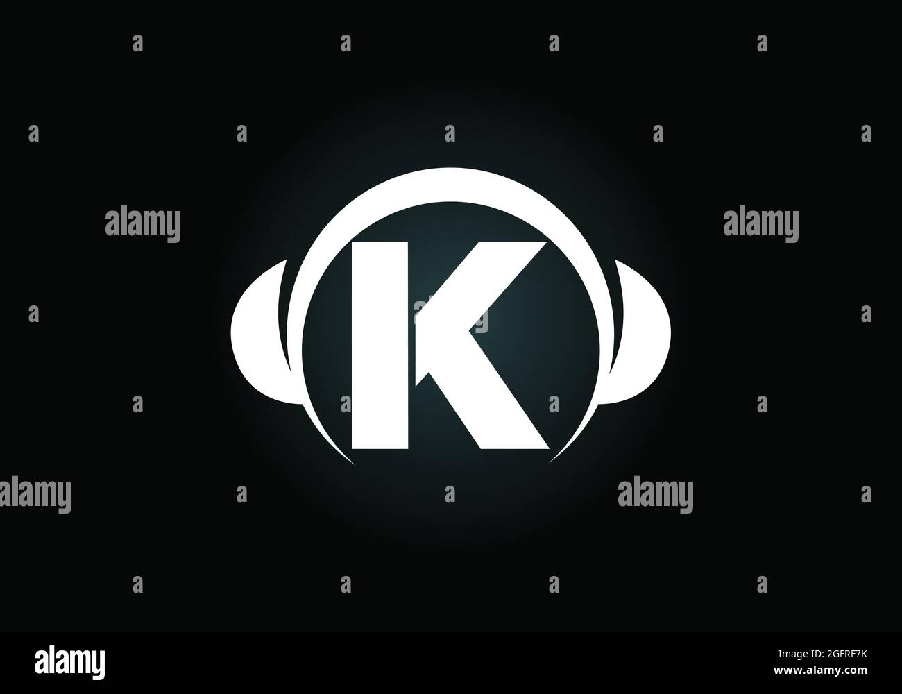 Initial K monogram alphabet with a headphone. Headphone Logo. Music ...