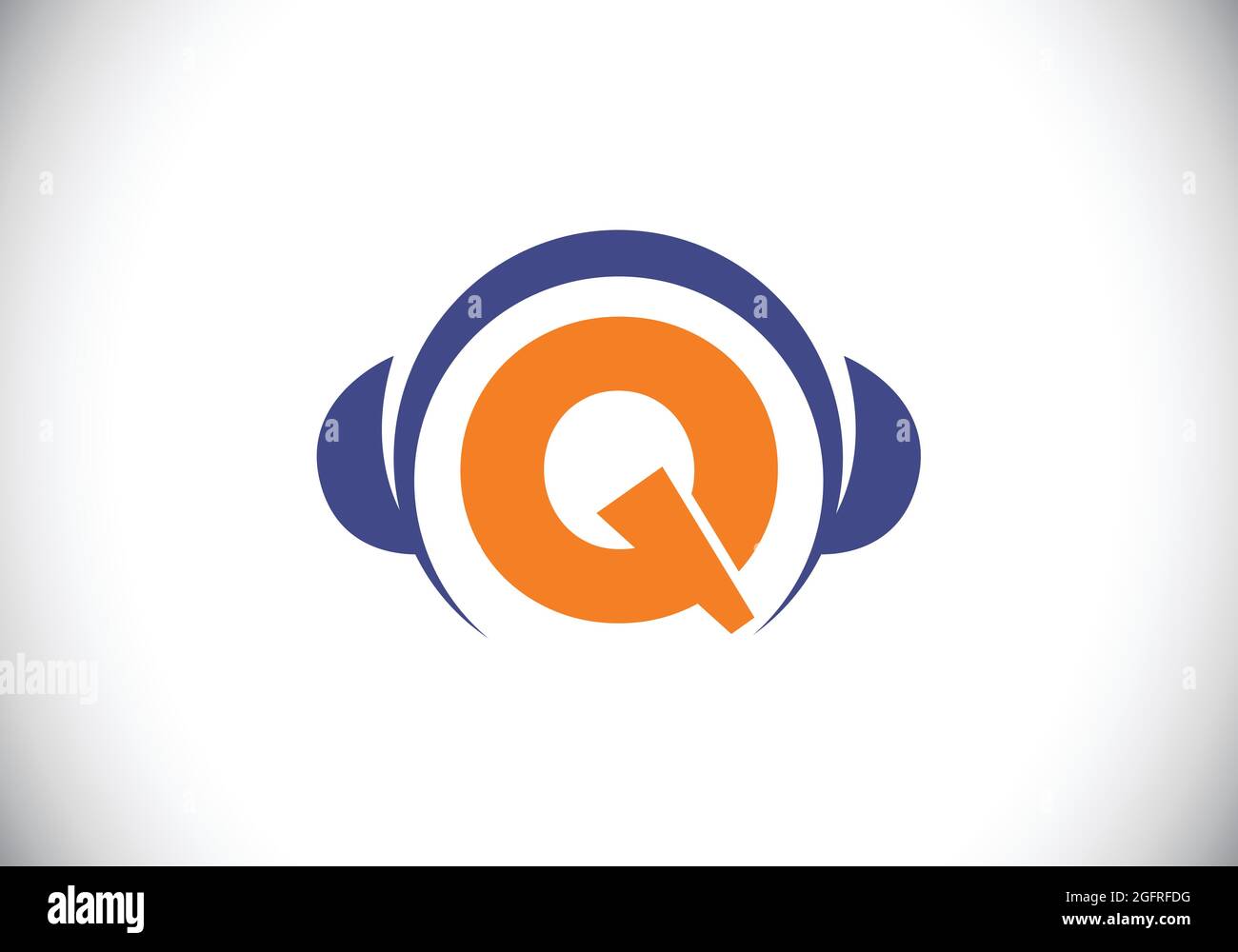 Initial Q monogram alphabet with a headphone. Headphone Logo. Music ...