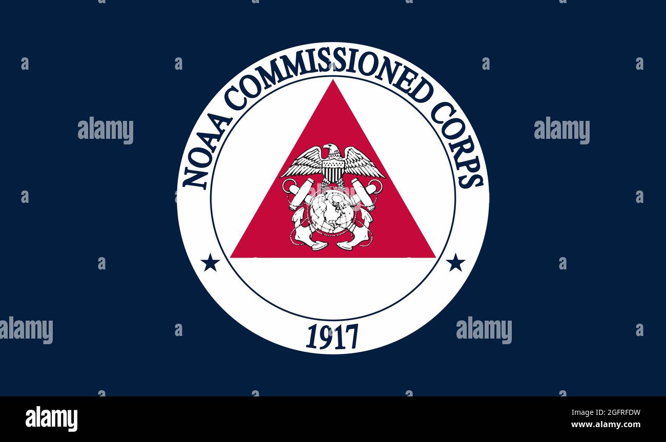 Minsk, Belarus - May, 2021: Top view of flag of National Oceanic and ...