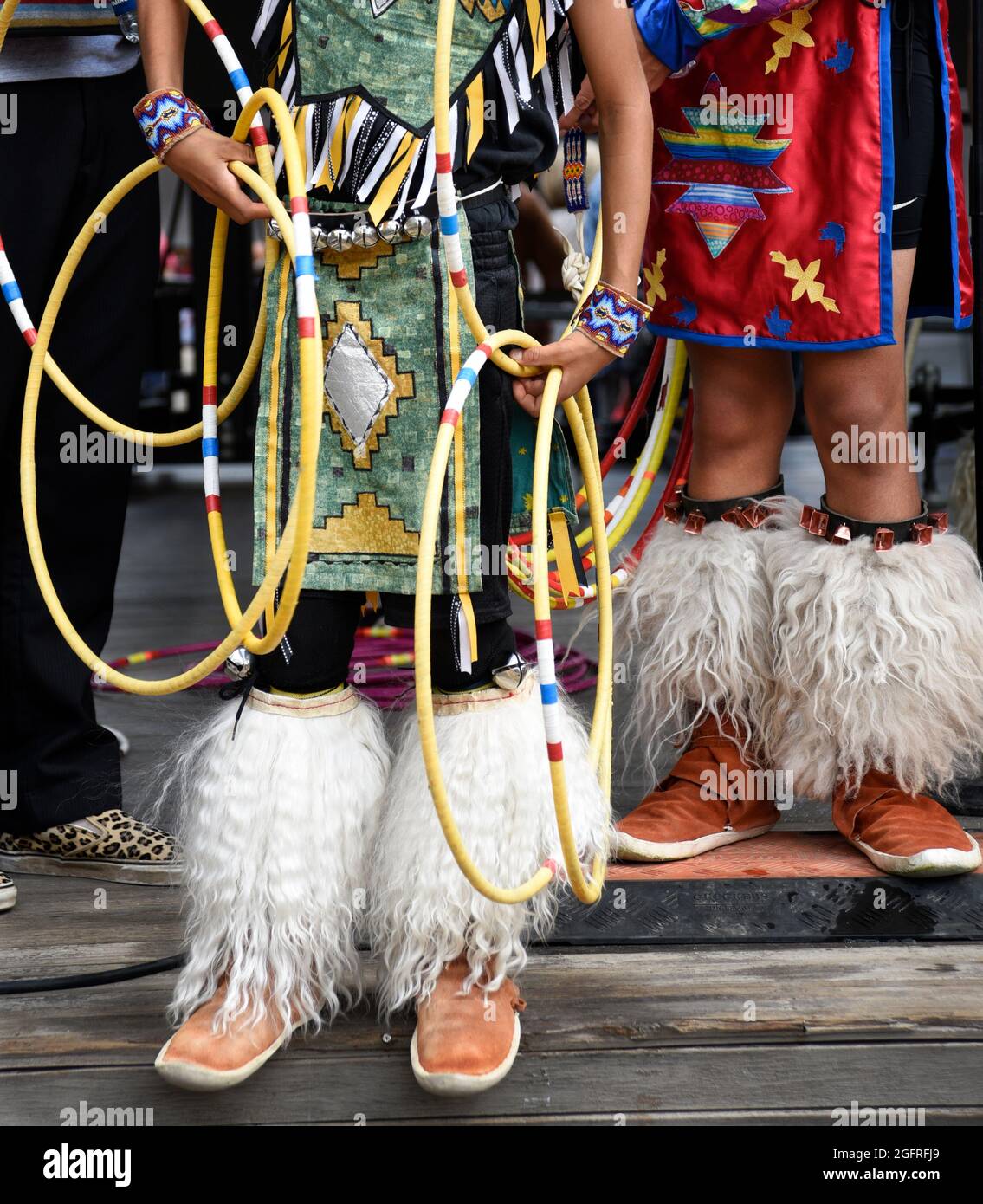 Young Native American hoop dancers prepare to perform for visitors at ...