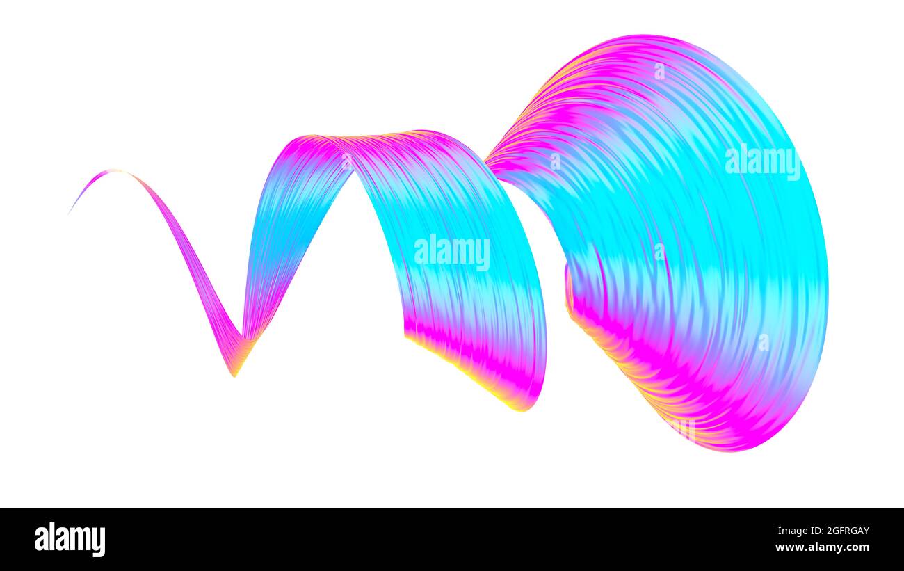 Holographic abstract twisted brush stroke. Bright curl, artistic spiral ...