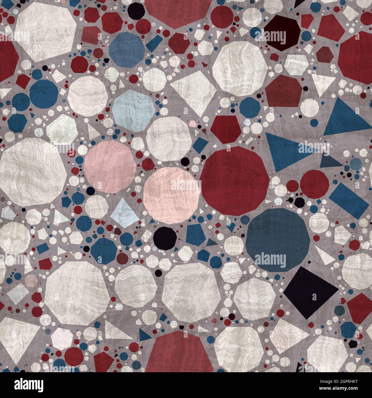 Seamless red white and blue pattern of packed polygons with overlay ...
