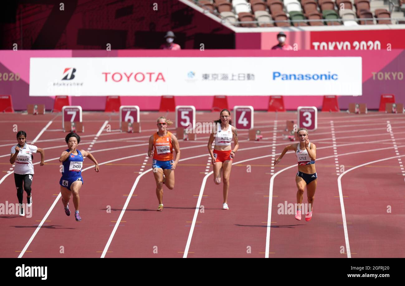 Great Britain's Maria Lyle (right) in action in the Women's 100m - T35 ...