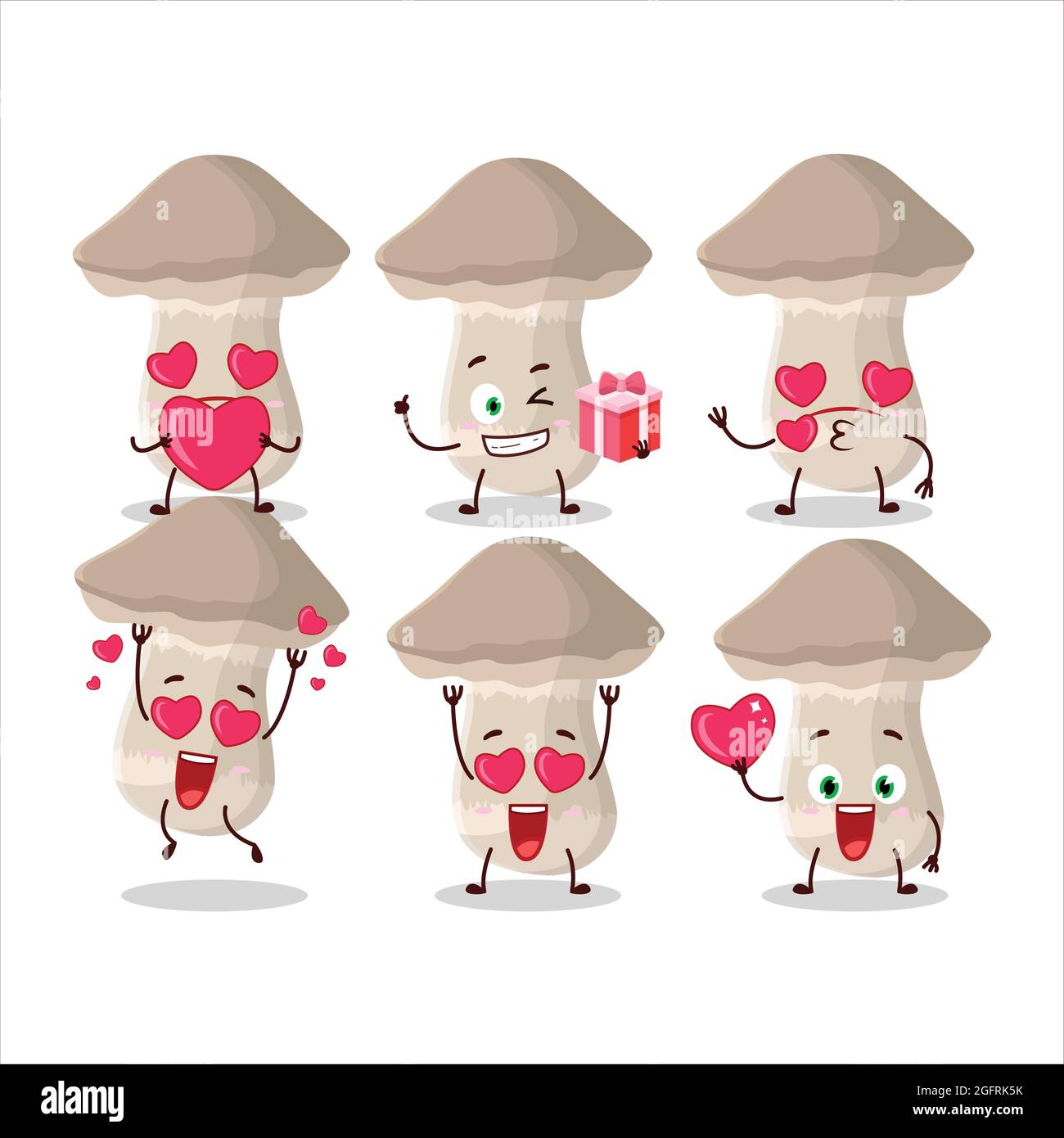 Toadstool cartoon inn character with love cute emoticon. Vector ...