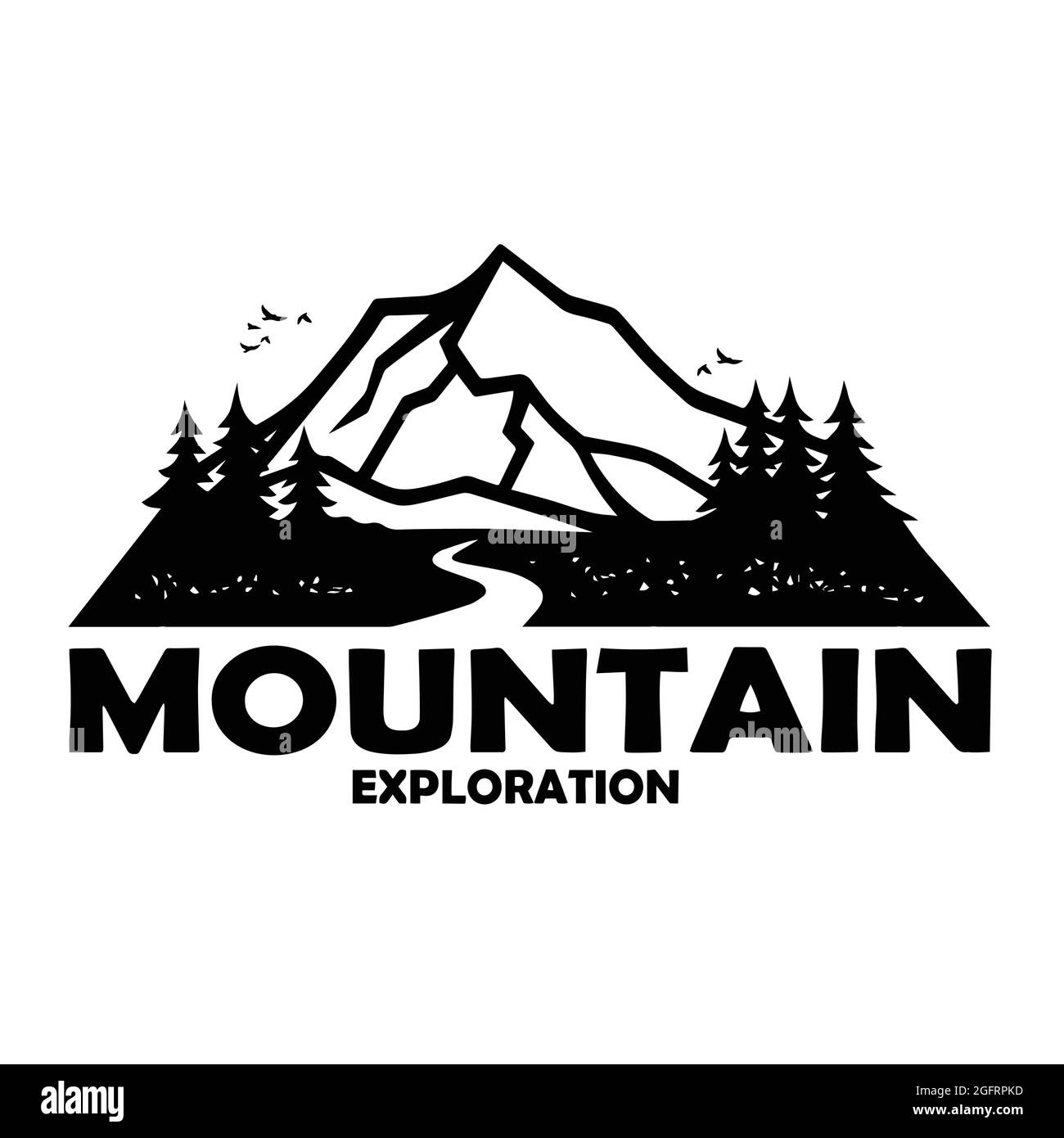Mountain Explorer Adventure Badge Vector Template Black and White ...