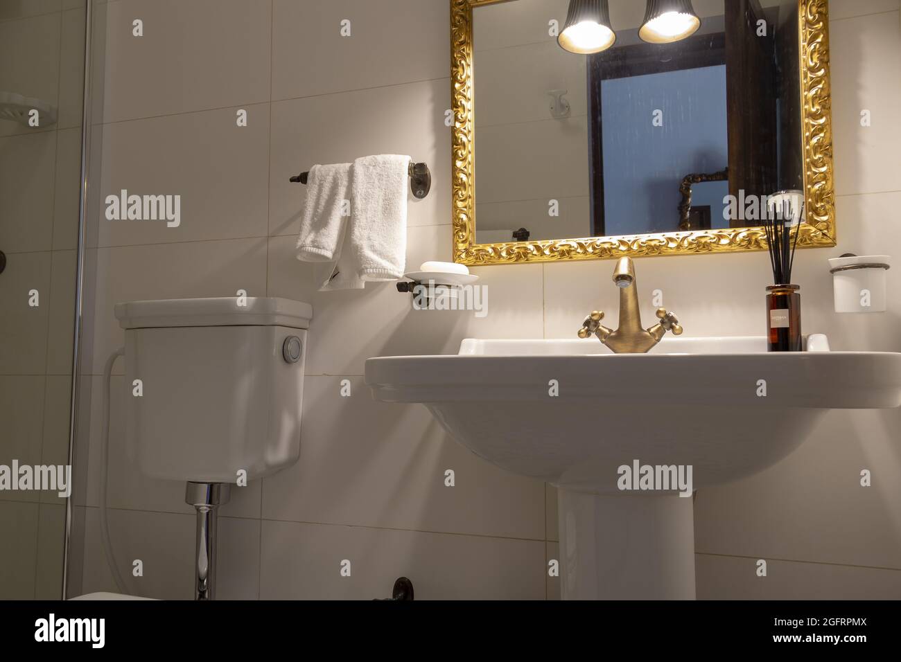 Inside view at a modern designed bathroom Stock Photo - Alamy