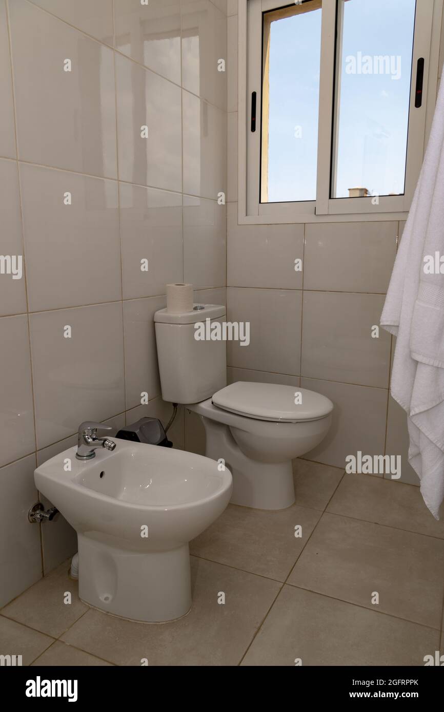Inside view at a modern designed bathroom Stock Photo - Alamy
