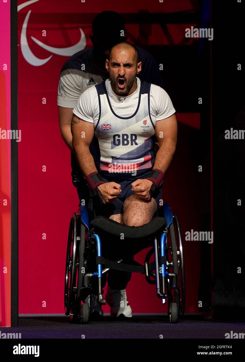Great Britain's Ali Jawad before the second lift in the Men's -59 kg ...