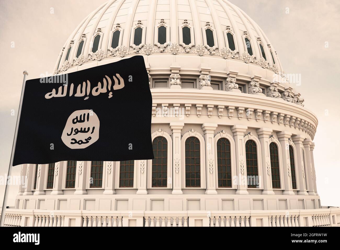 Beautiful flag of Islamic States ISIS ISIS-K KHORASAN waving with the ...