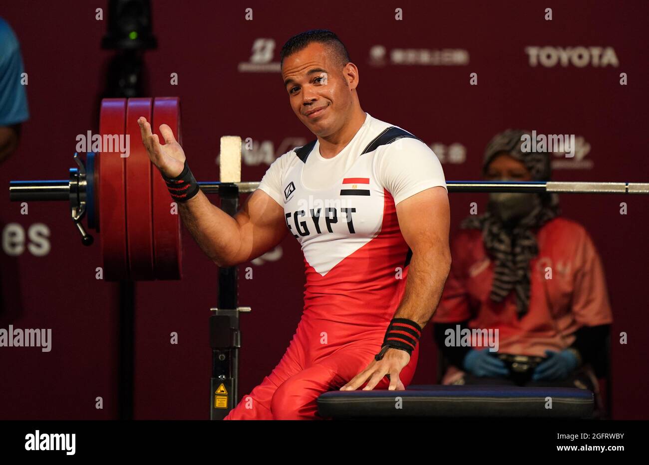 Egypt's Sherif Othman after the second lift in the Men's -59 kg Final ...