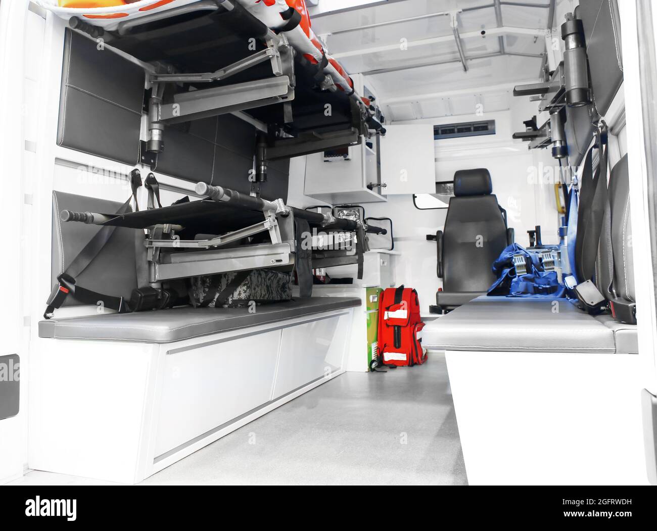 View of open military medical vehicle Stock Photo - Alamy