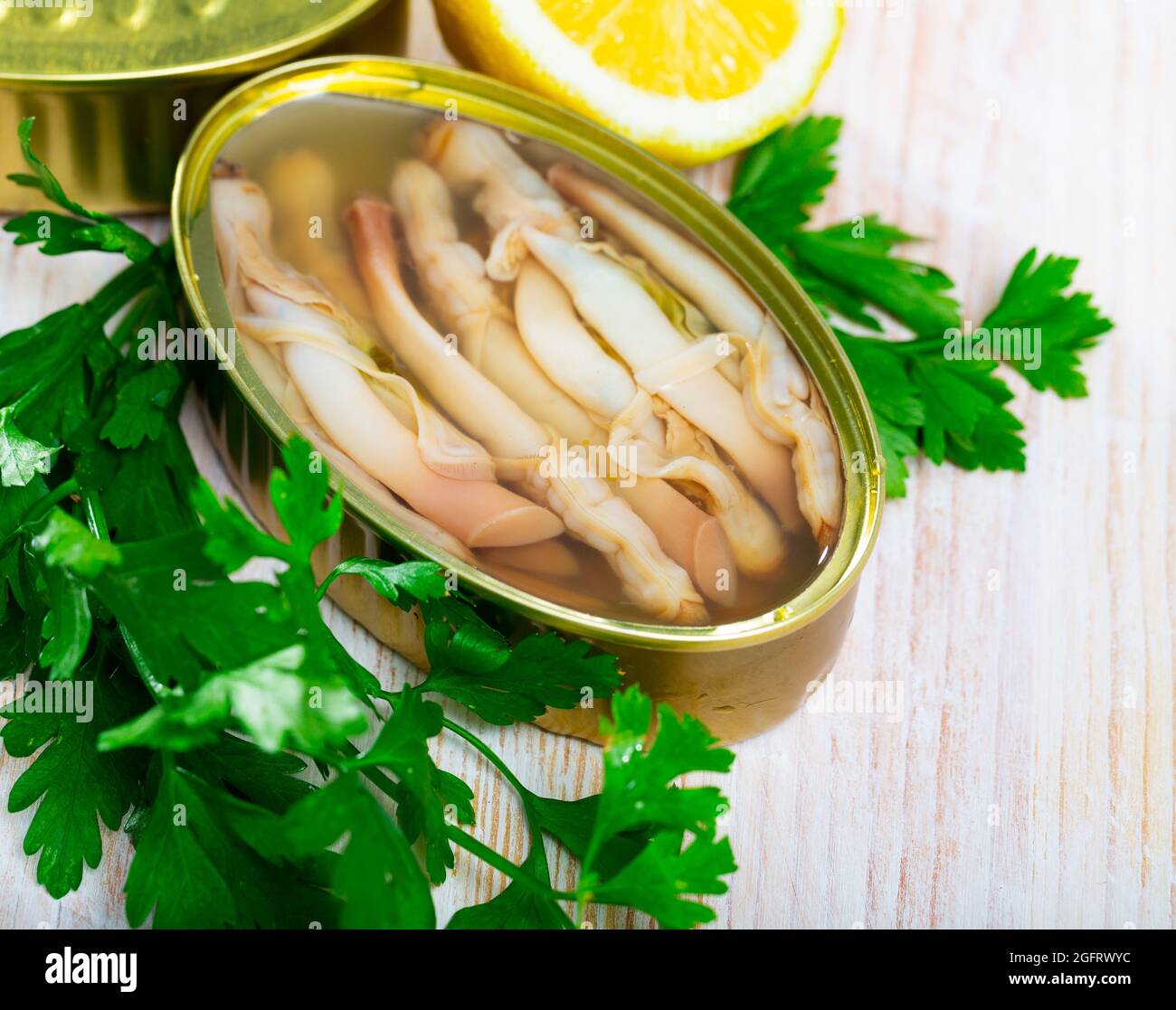 Marinated in oil Navajas shellfish Stock Photo - Alamy