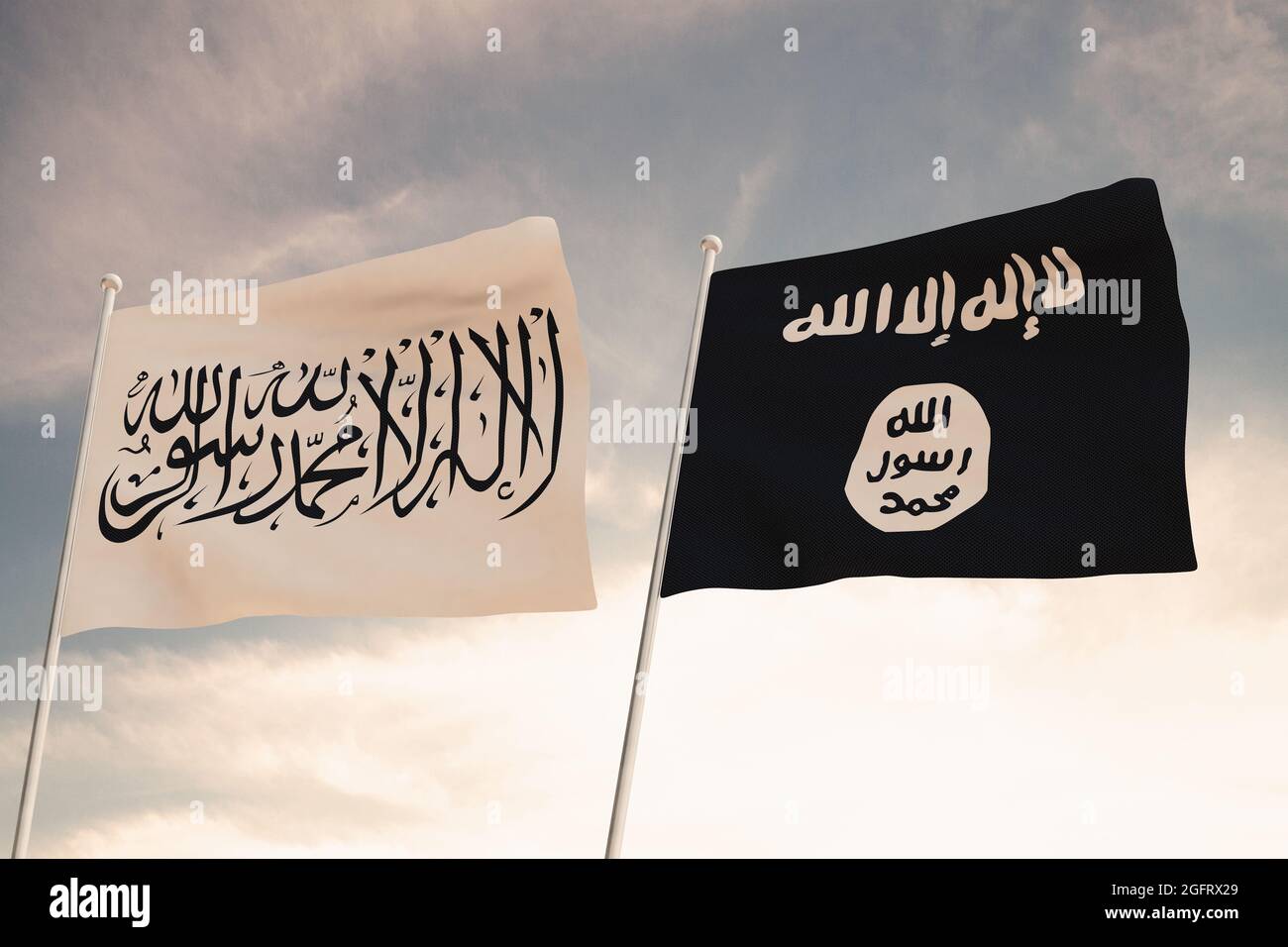 Spectacular representation of the flags of the Taliban Afghanistan and ...