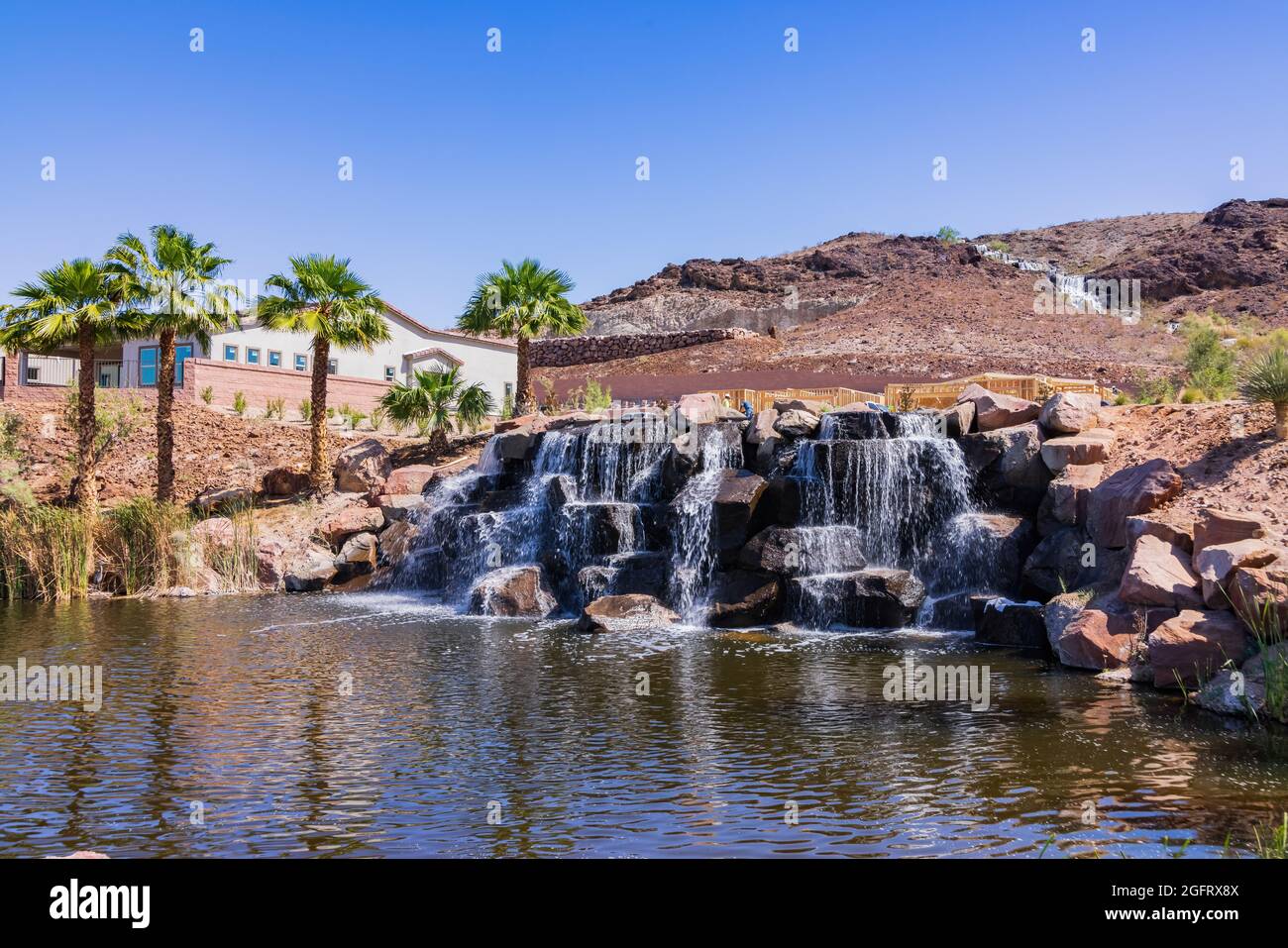 Waterfall landscape in Lake Las Vegas, Nevada Stock Photo - Alamy