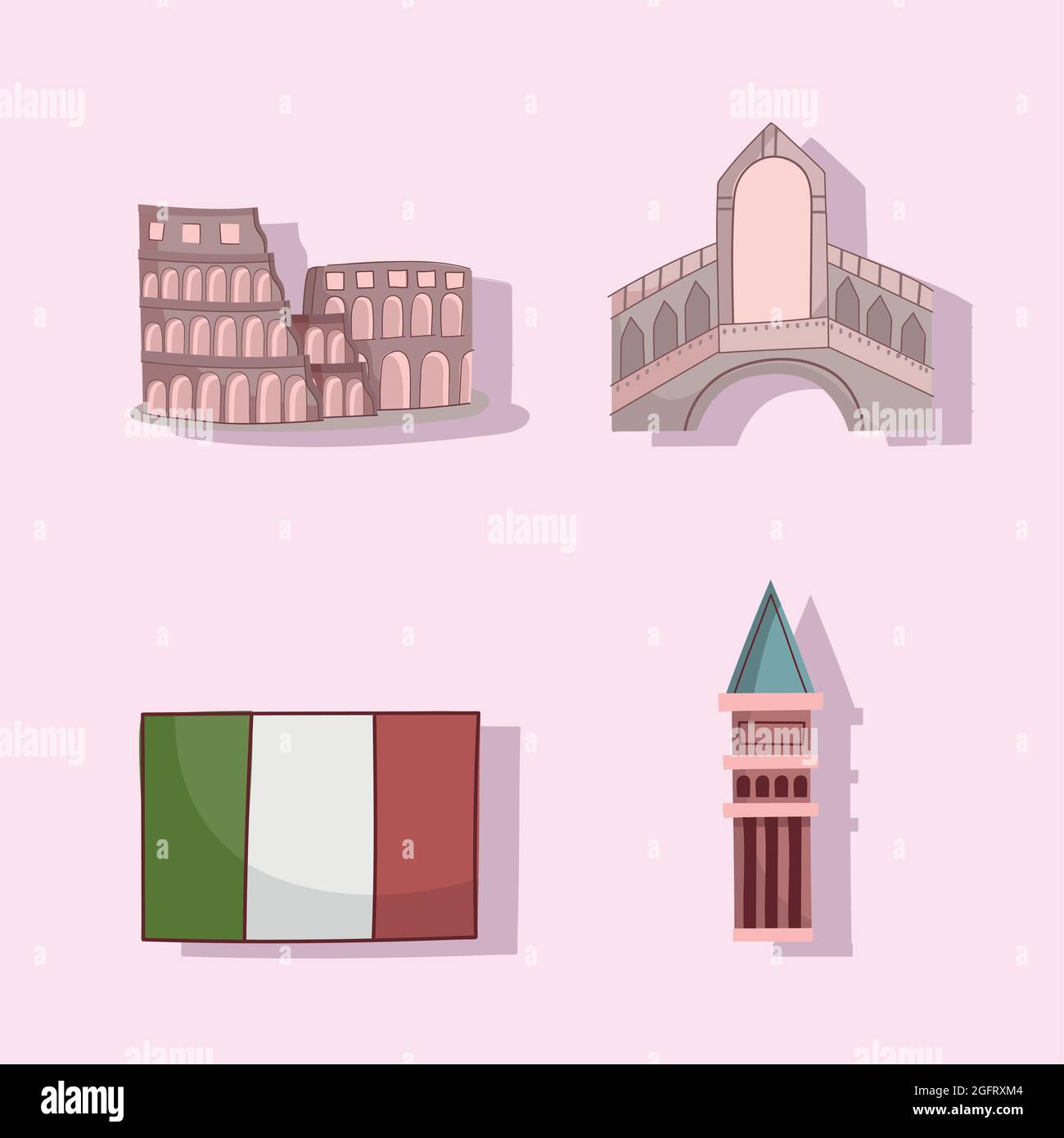 italy landmarks and flag Stock Vector Image & Art - Alamy